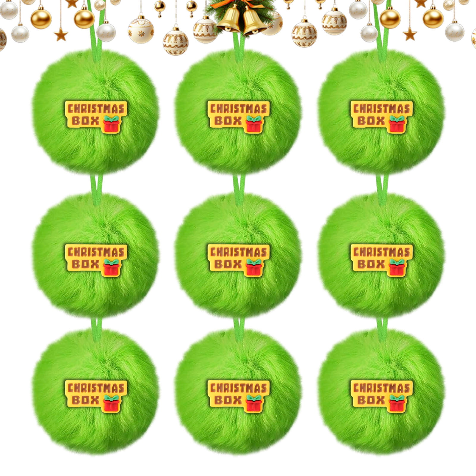Eoozwa 1 Packs Green Furry Christmas Ball Ornaments Soft Textured ...