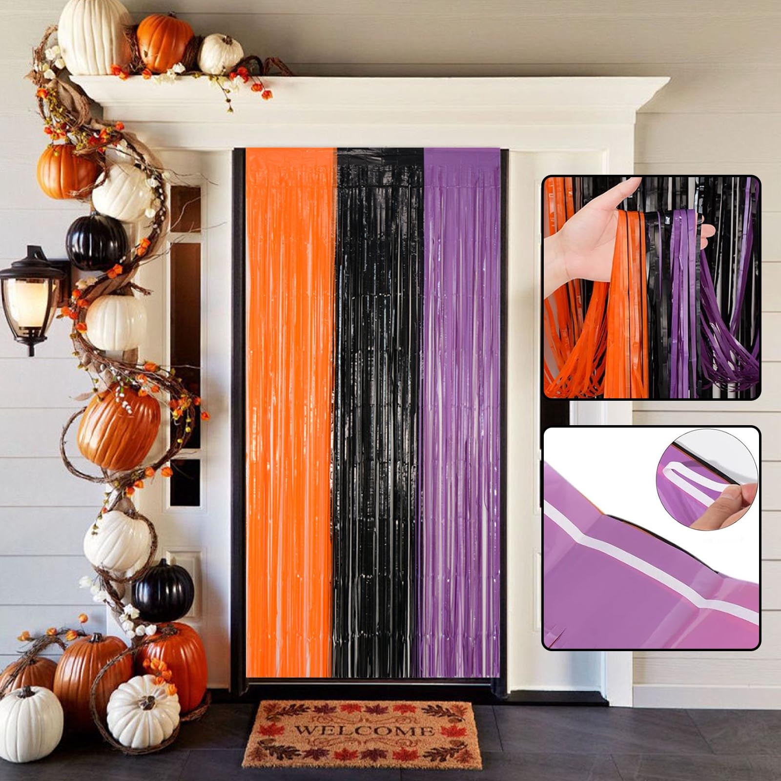 Eoozwa 1 Packs Halloween Party Decorations Sparkling Rain Curtain 2m x ...