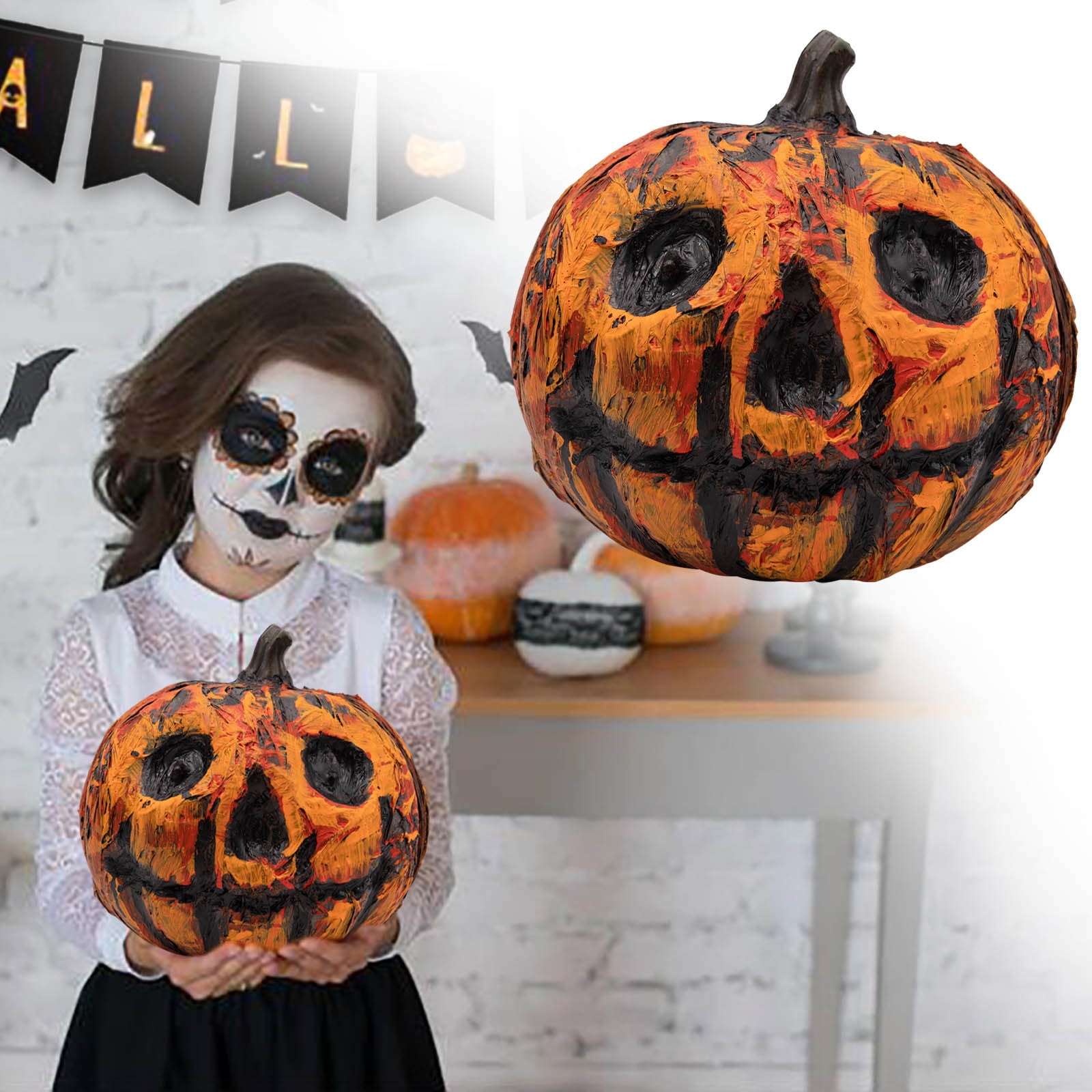 Eoozwa 1 Packs Halloween Pumpkin Jack O Lantern Toy Theme Room Art and ...