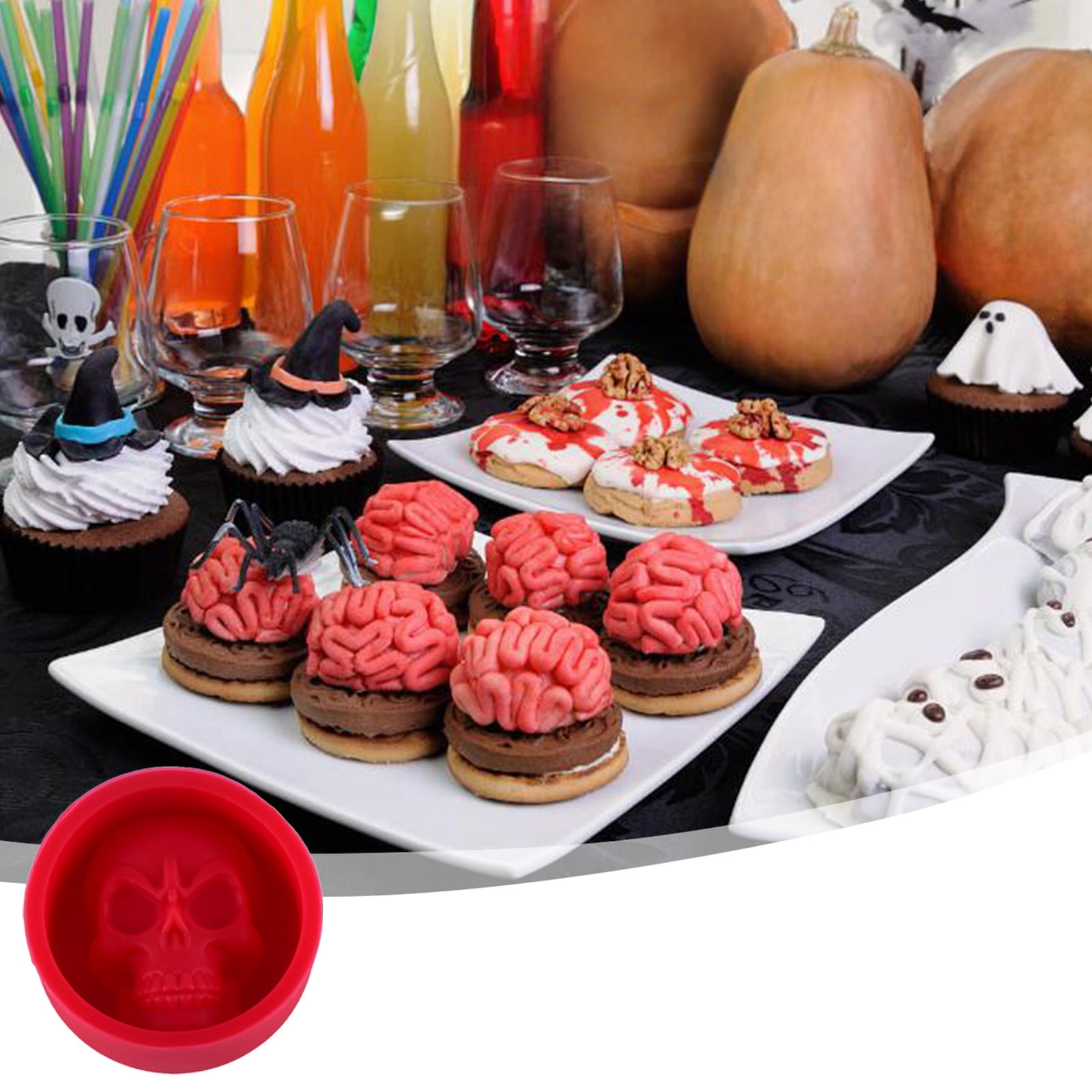 Eoozwa 1 Packs Halloween Skull Silicone Mold for Baking 3D Skull Cake ...