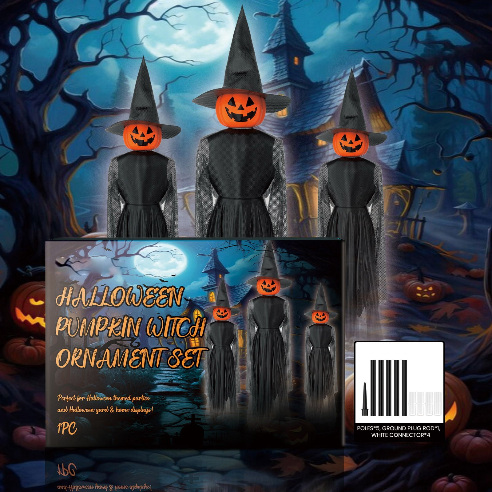 Eoozwa 1 Packs Halloween Witch Decoration Outdoor 5FT Lightweight Witch ...