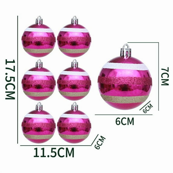 Eoozwa 2 Packs Christmas Ball Ornaments Plastic Striped Hanging Balls ...