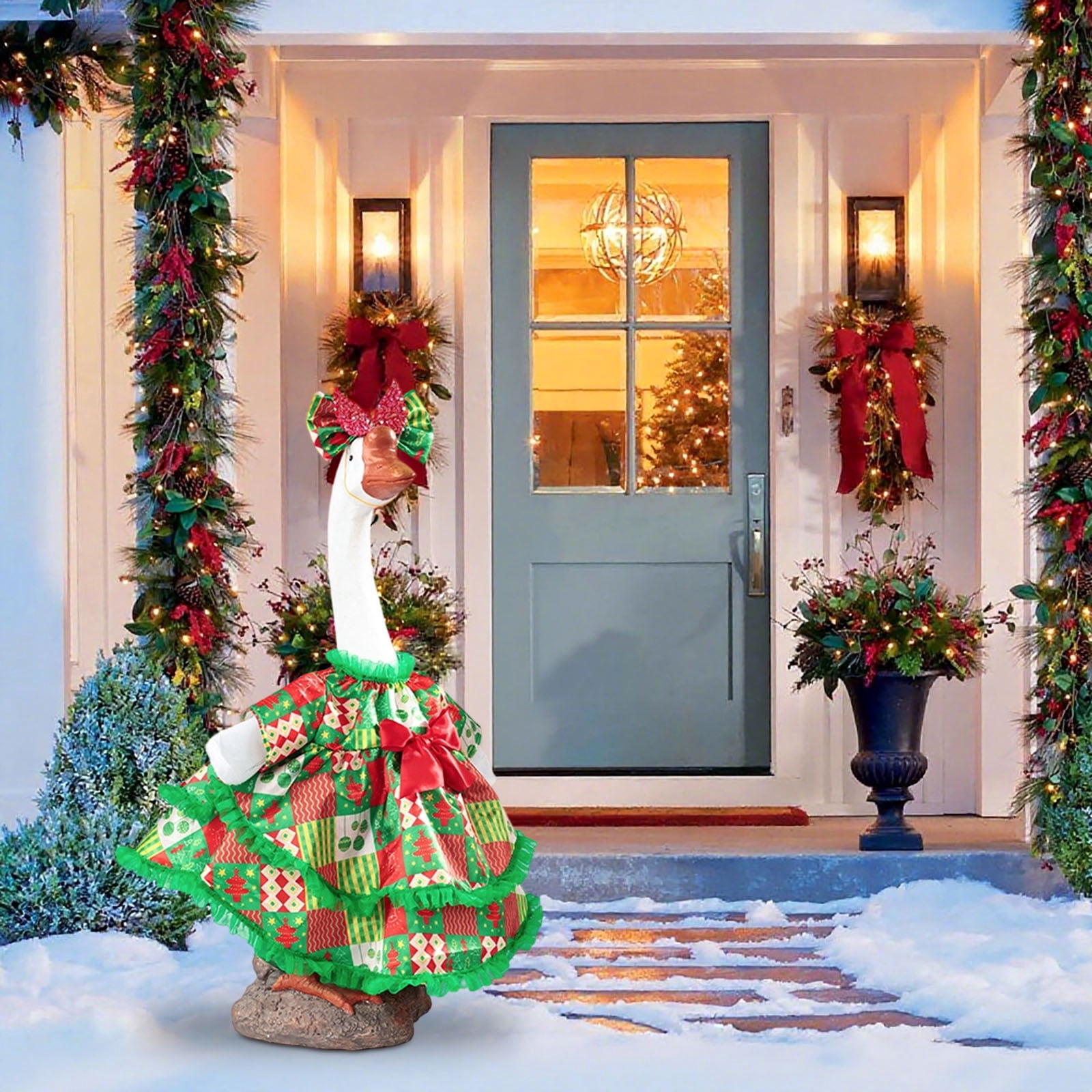 Eoozwa 2 Packs Christmas Goose Outdoor Decoration Set Waterproof Fade ...