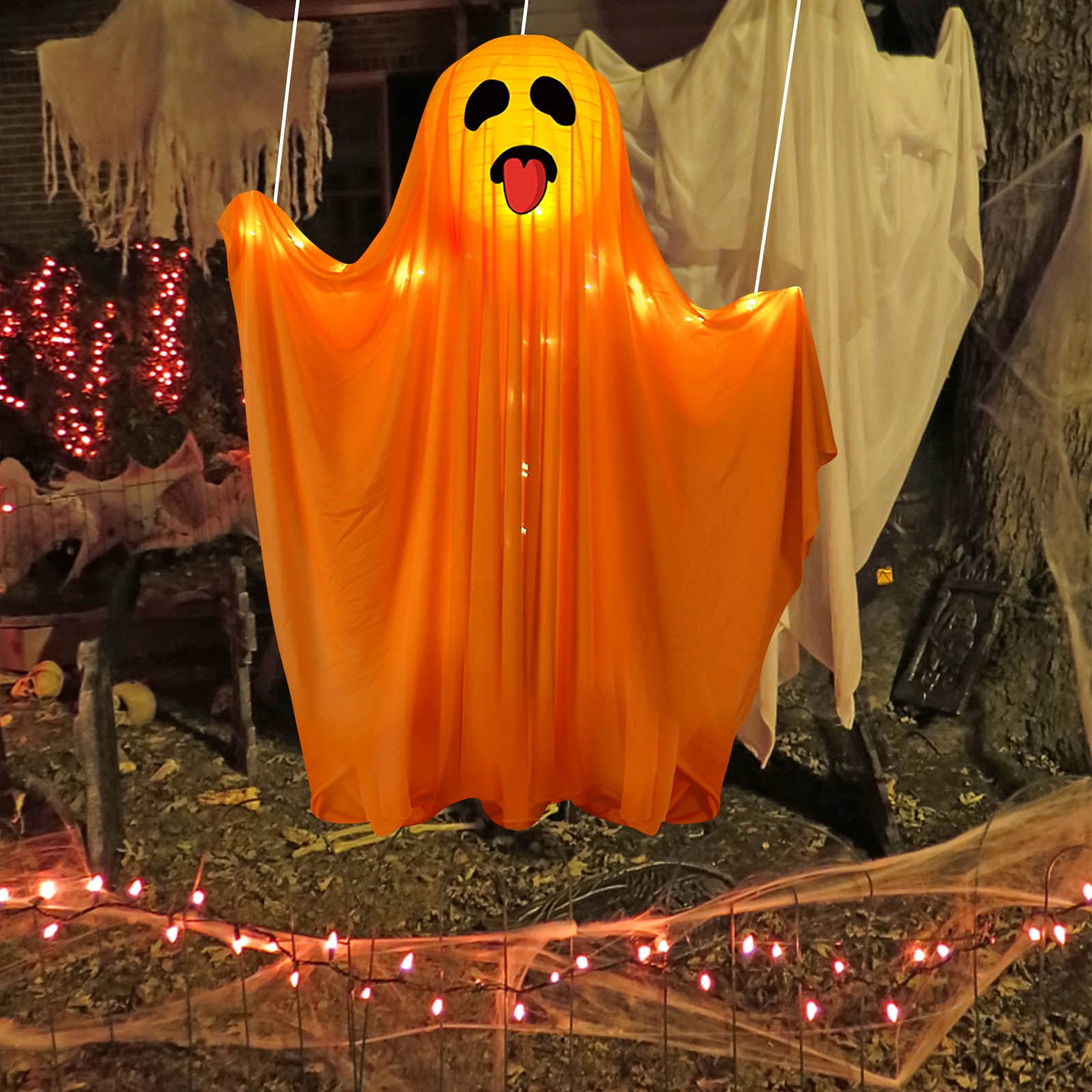 Eoozwa 2 Packs Halloween Ghost Pendant Lights Spooky Glowing Decor for ...