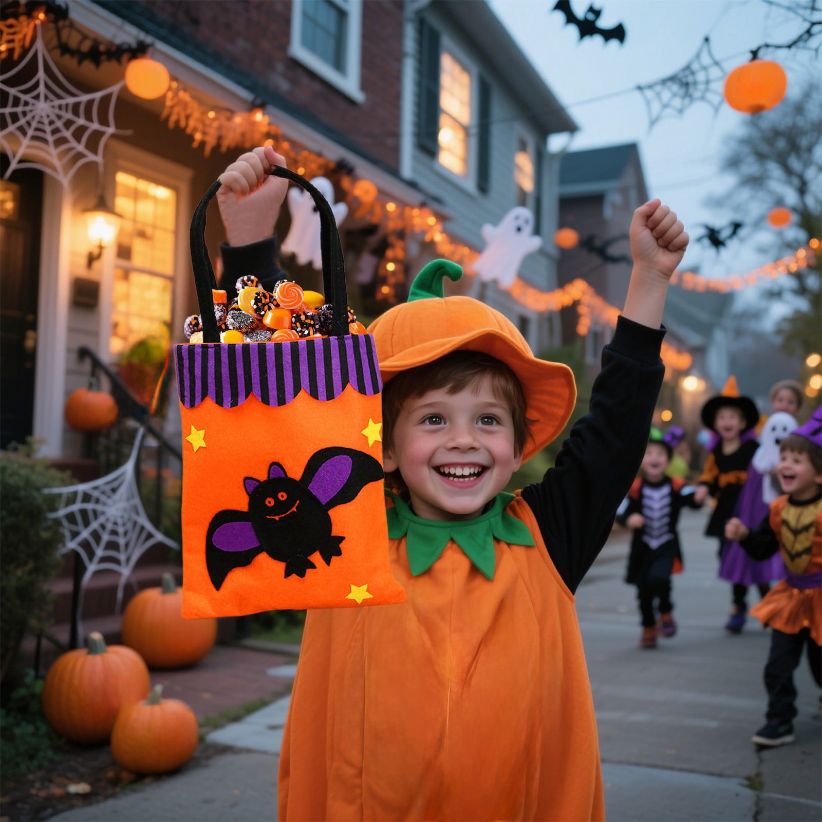 Eoozwa 2 Packs Halloween Non Woven Tote Bag for Candy Trick or Treat ...