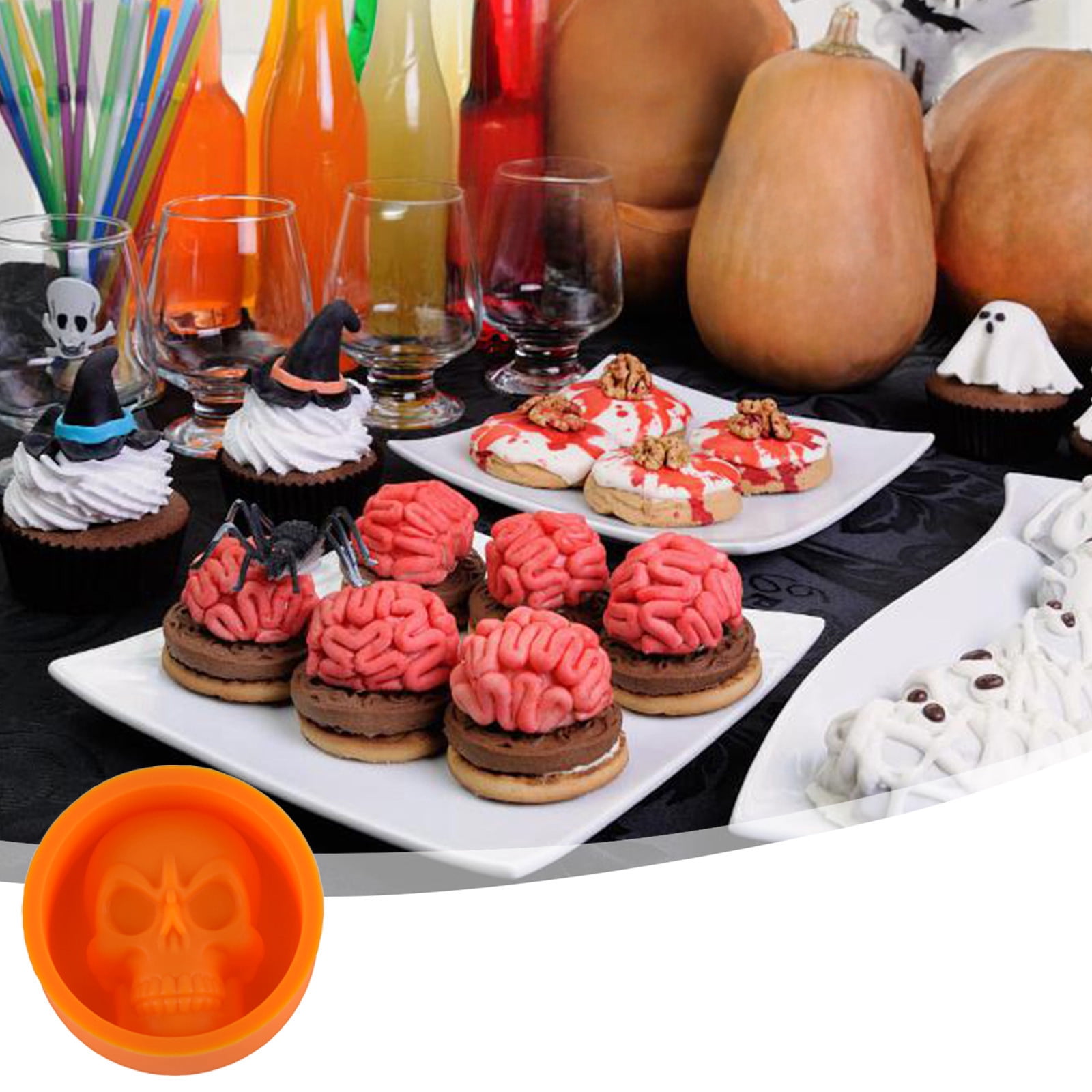Eoozwa 2 Packs Halloween Skull Silicone Mold for Baking 3D Skull Cake ...