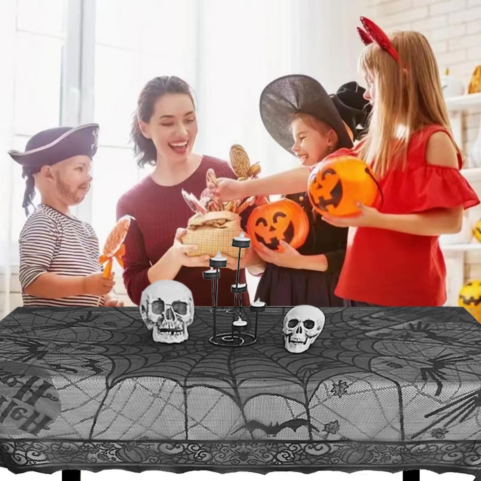 Eoozwa 2 Packs Halloween Tablecloth Spiderweb Lace Ghost Skull Pumpkin ...