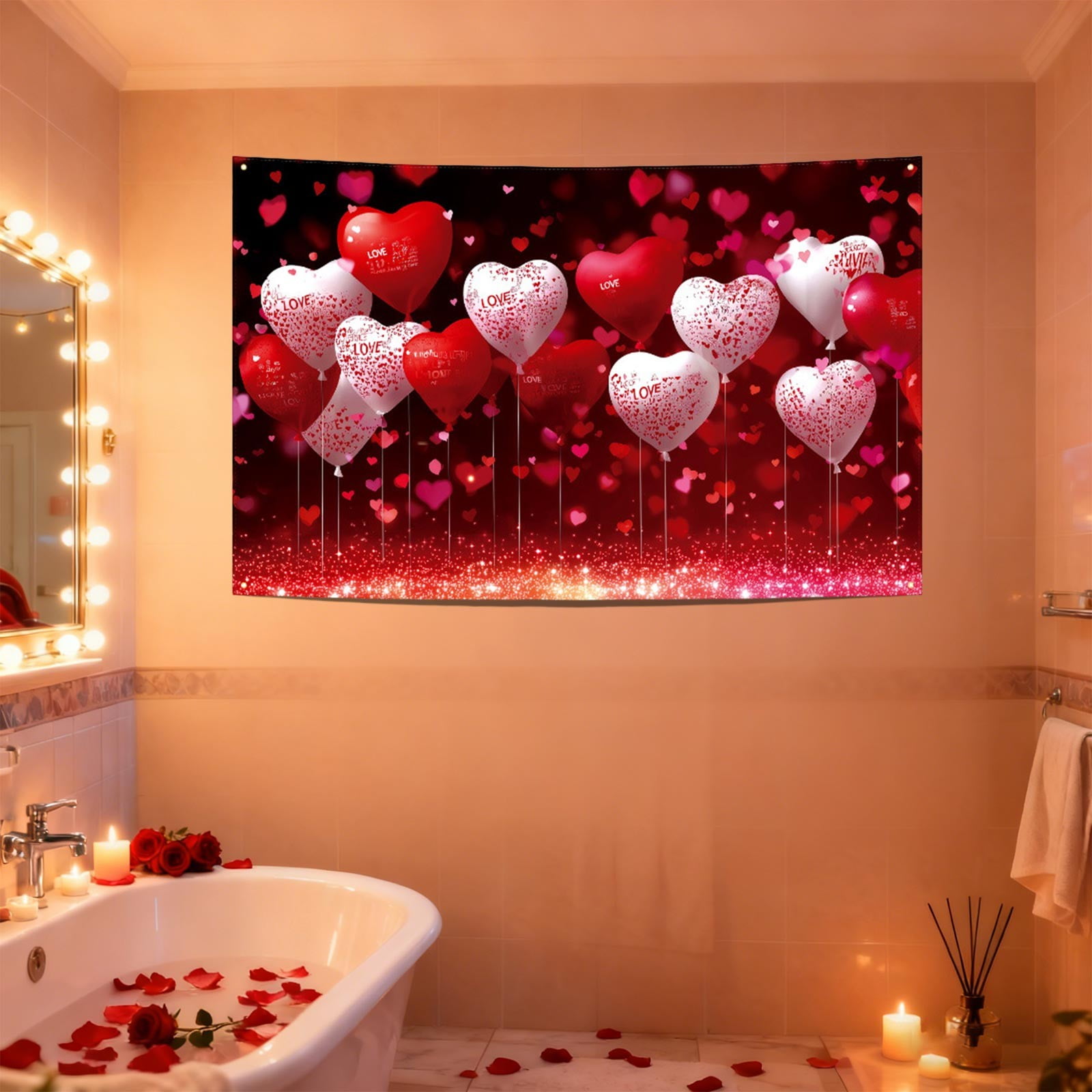 Eoozwa 2 Packs Valentine's Day Tapestry Romantic Wall Hanging Decor for ...