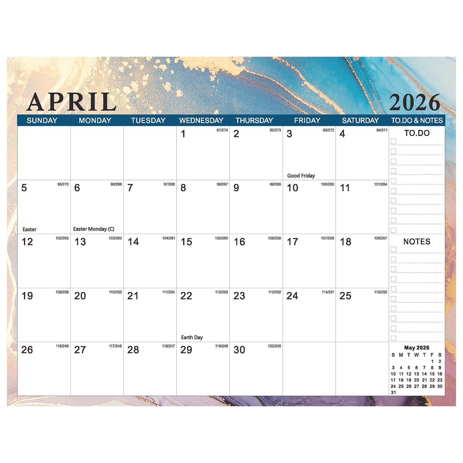 Eoozwa 2025 2026 Wall Calendar Thick Paper Yearly Planner with Holidays ...