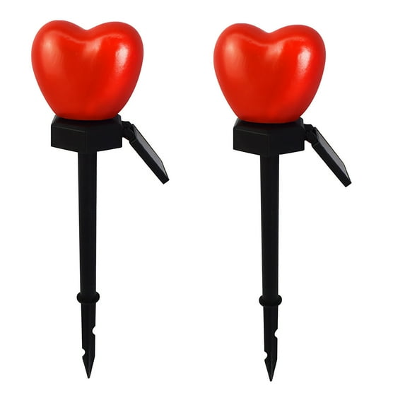 Eoozwa 2PCS Valentines Day Outdoor Decorations Lights Solar Heart ...