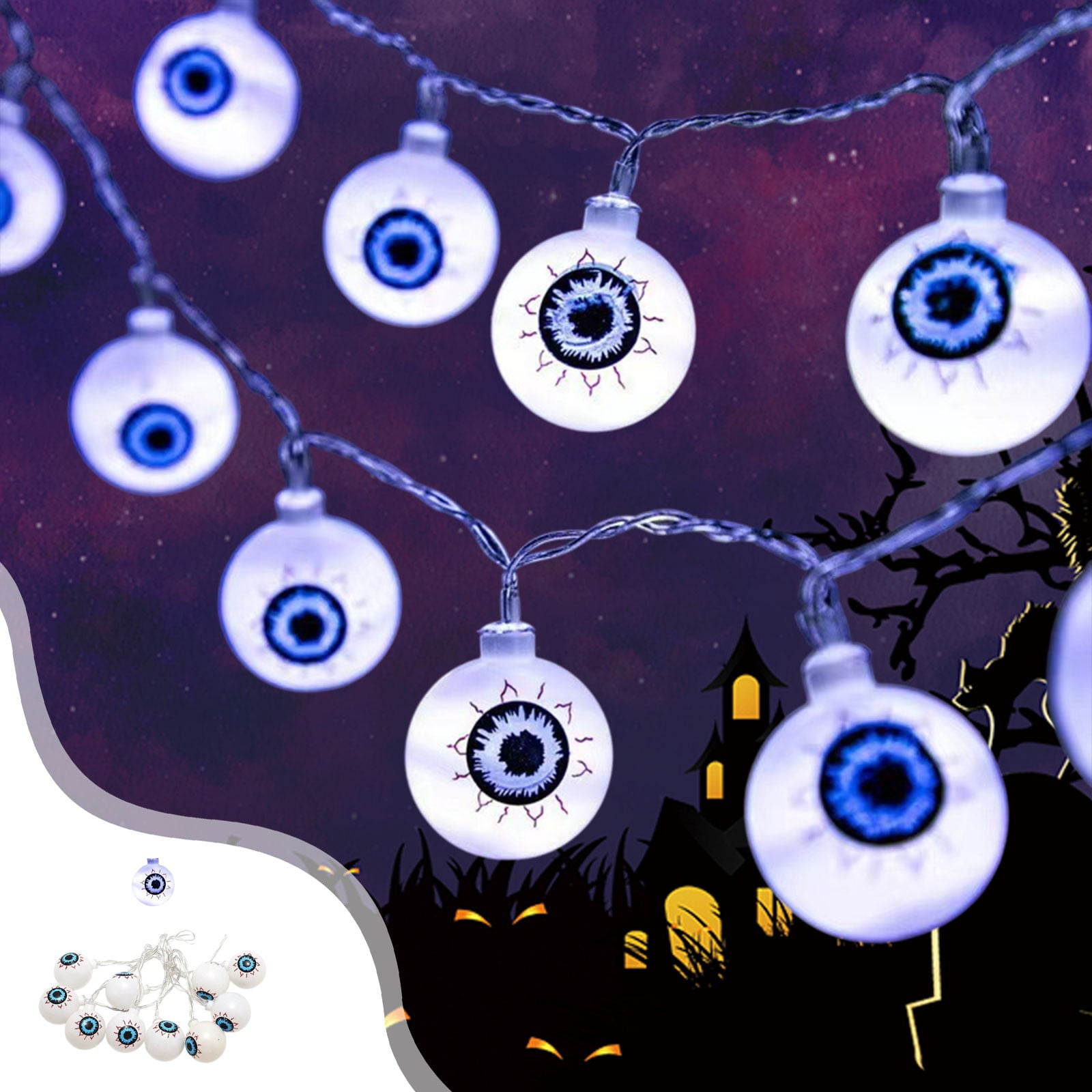 Eoozwa 3 Packs Halloween Eyeball Lights String Scary Decorative LED ...
