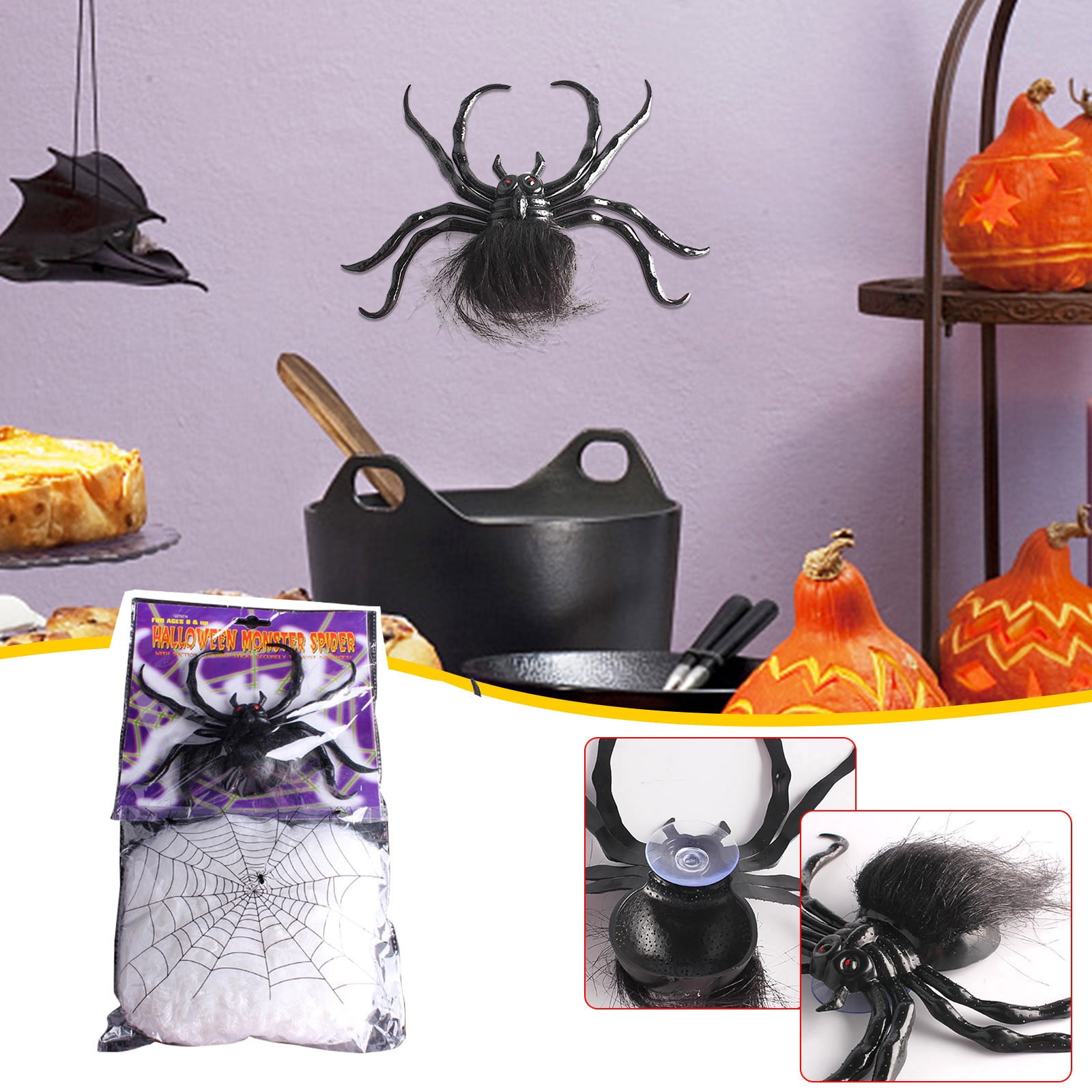 Eoozwa 3 Packs Halloween Fake Spider Web Decorations Realistic Cobweb ...