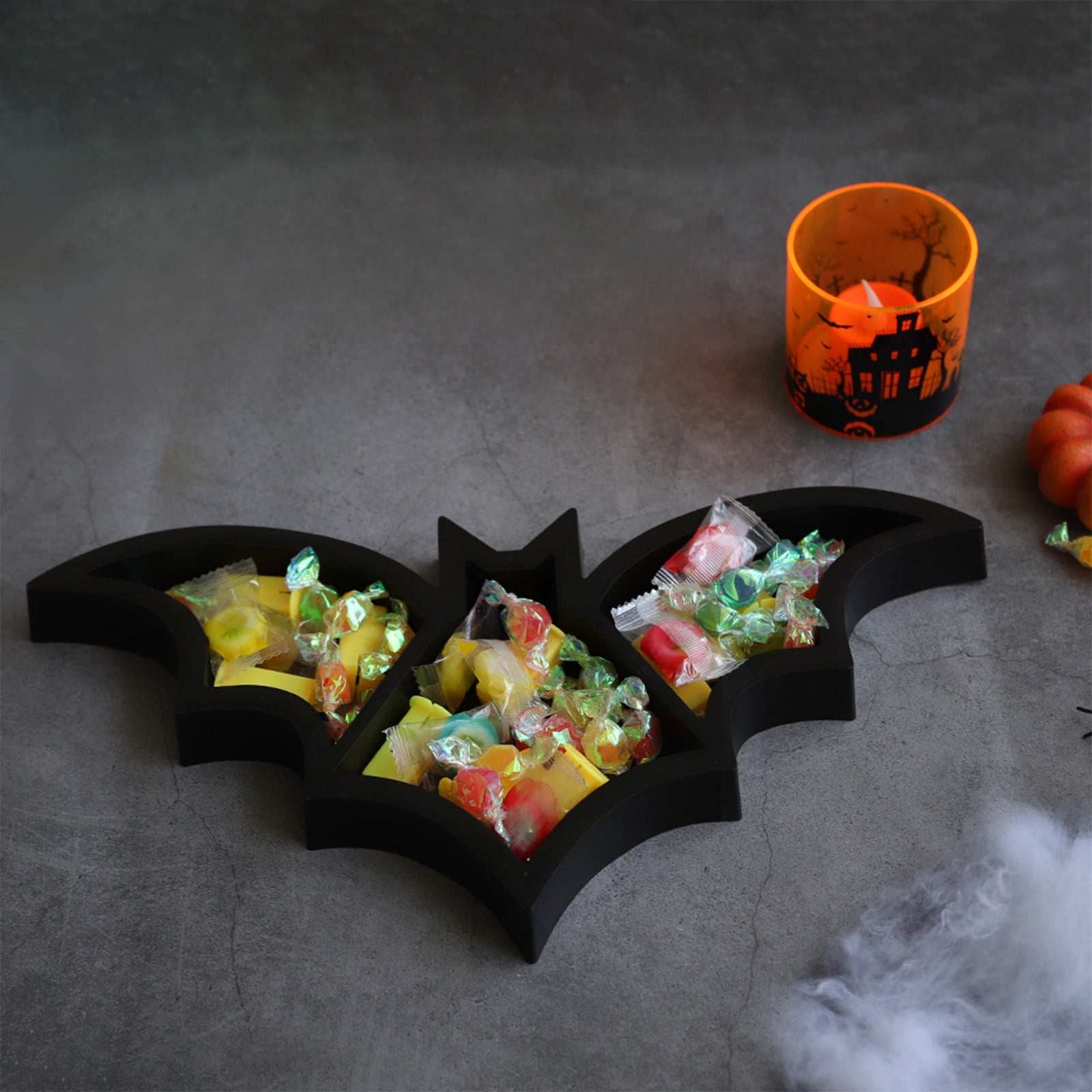 Eoozwa 3 Packs Plastic Bat Shaped Candy Tray Halloween Party Decor ...