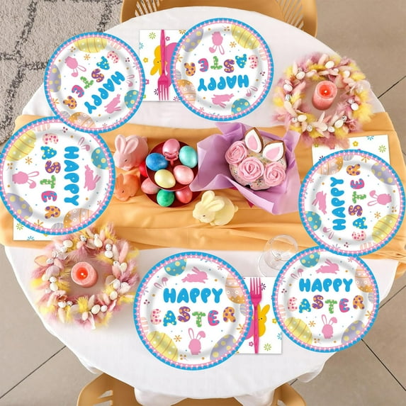 Eoozwa 4 Counts Easter Party Plates Set of 16 Disposable Paper Plates 9 ...