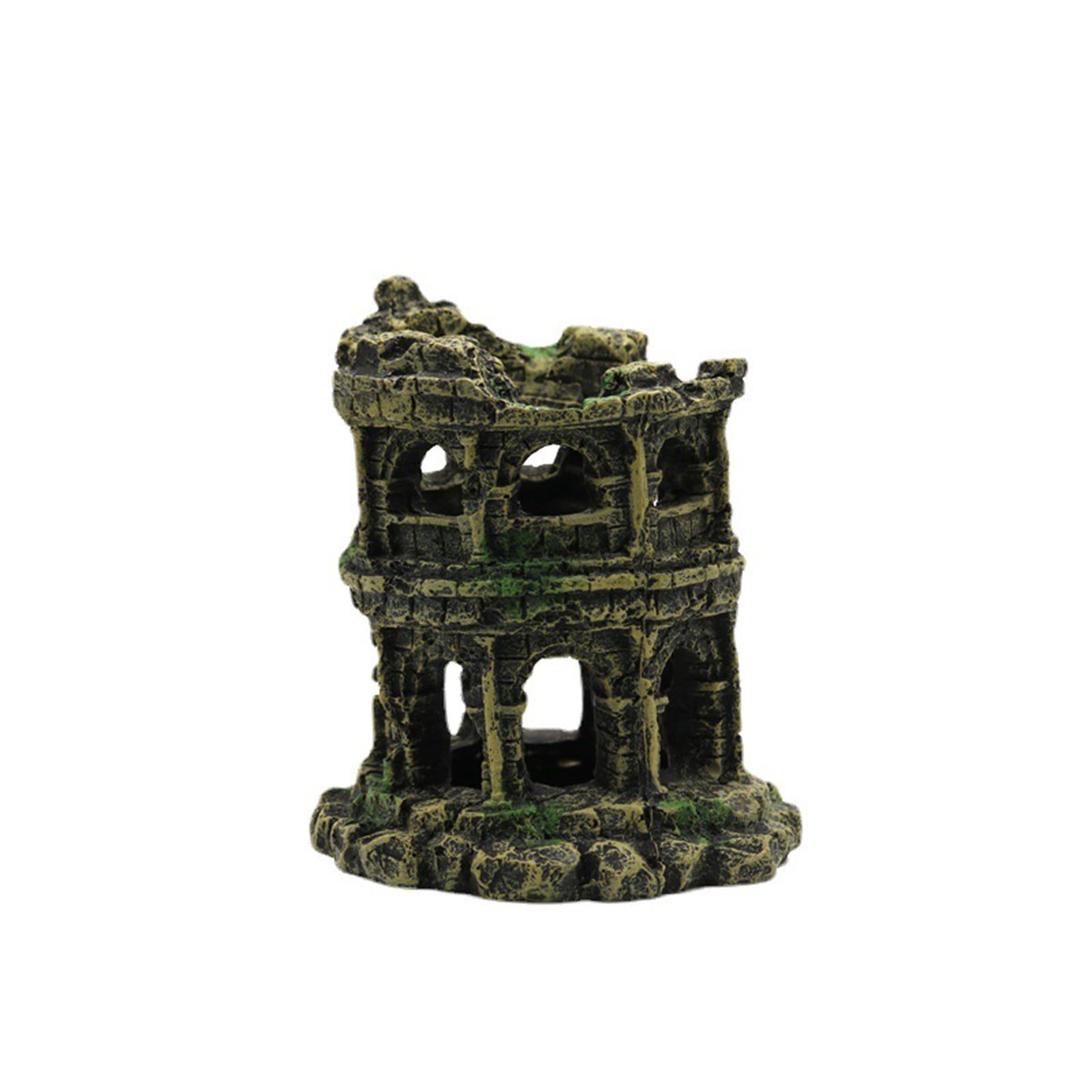 Eoozwa Antique Roman Column Ruins Resin Aquarium Ornament Castle Cave ...