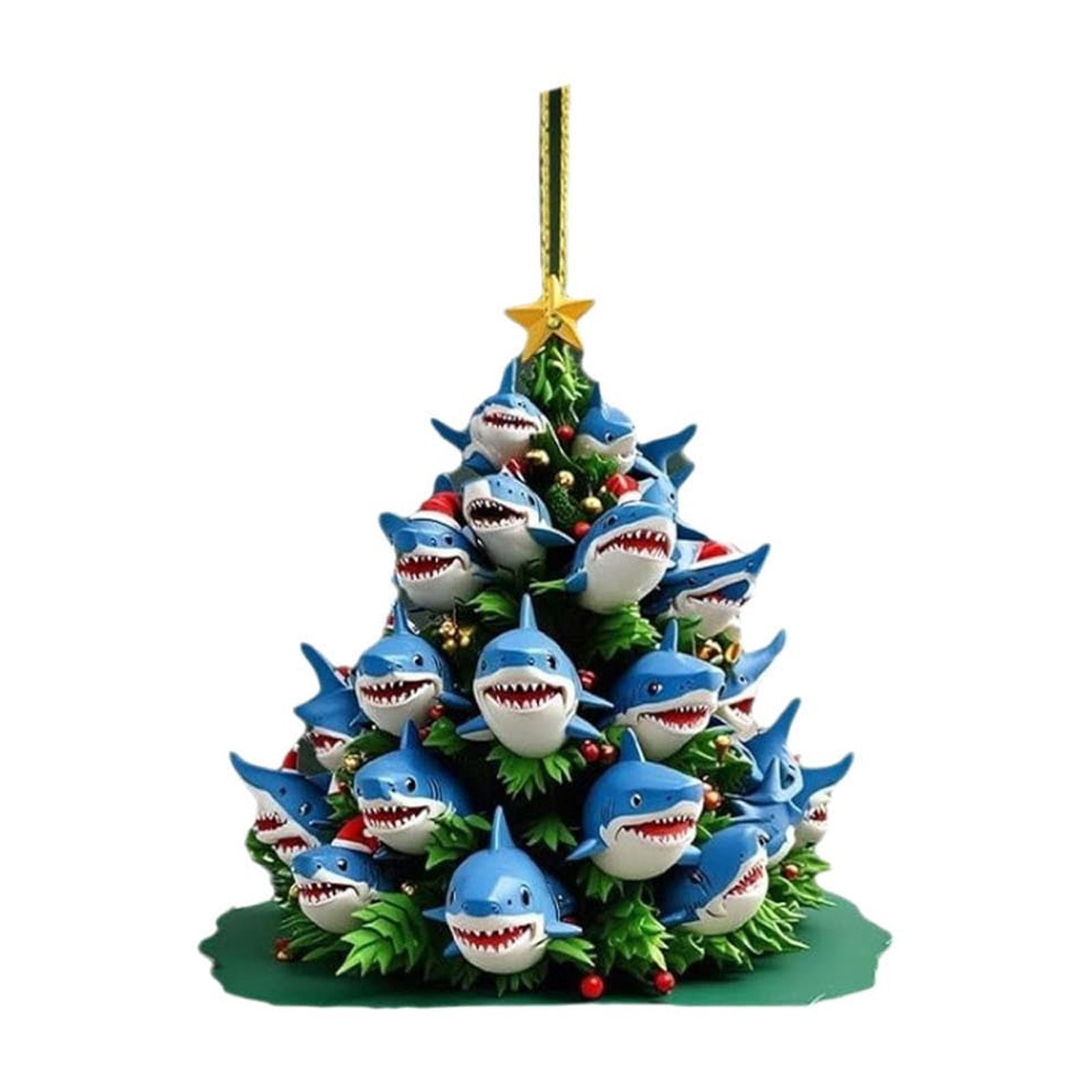 Eoozwa Blue Shark Acrylic Tree Pendant Stacked Design Christmas ...