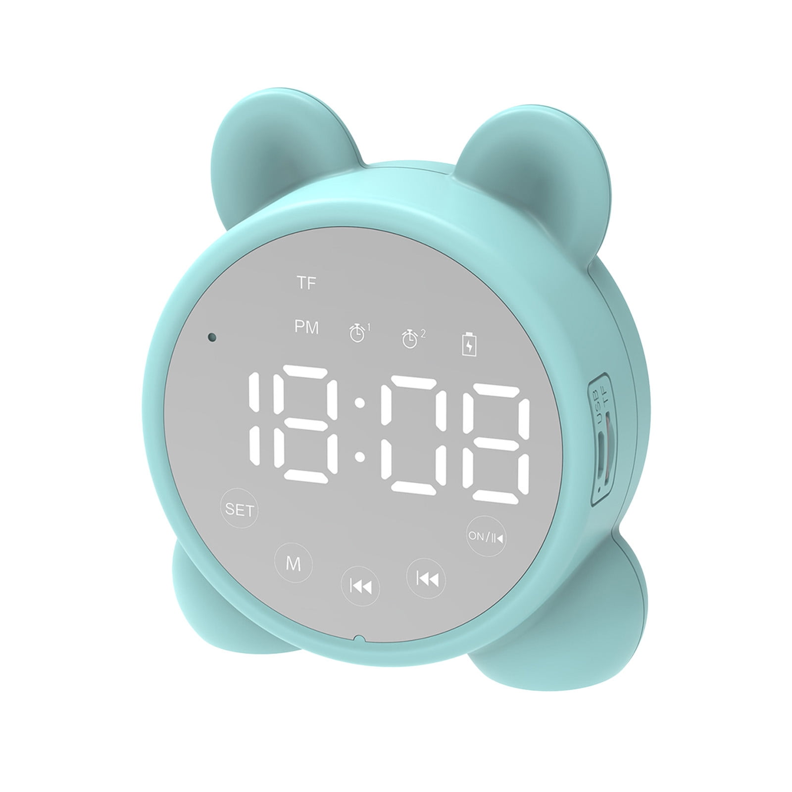 Eoozwa Bluetooth Alarm Clock Speaker with LED Display FM Radio SD Card ...