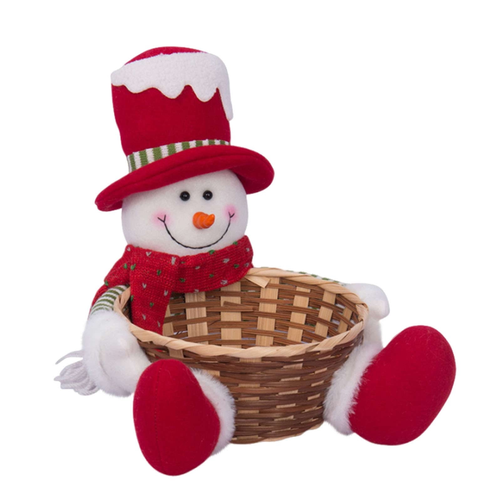 Eoozwa Christmas Candy Basket Santa Claus Woven Basket Candy Dish Bowl ...
