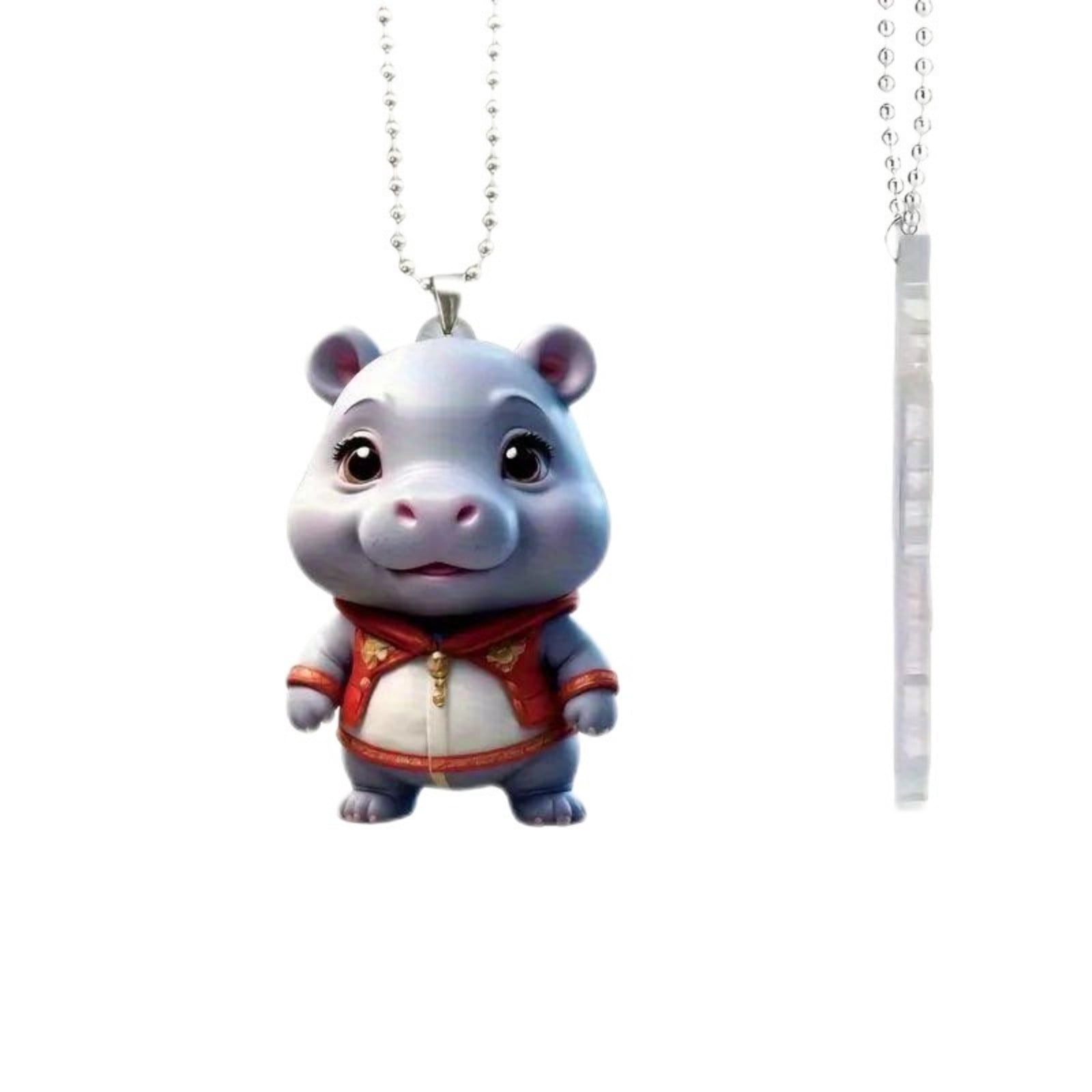Eoozwa Cute Red Hippo Acrylic 2D Pendant Keychain for Car Rearview ...