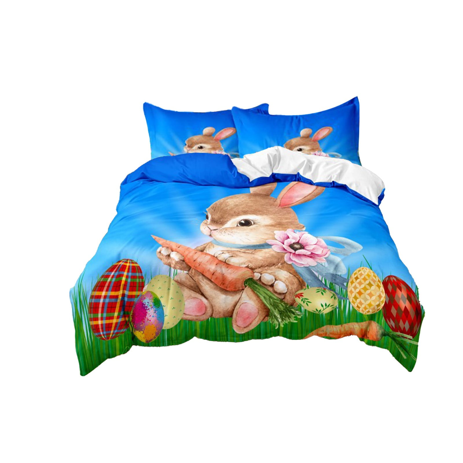Eoozwa Easter Bedding Set 3 Piece Cartoon Rabbit Egg Pattern Soft ...