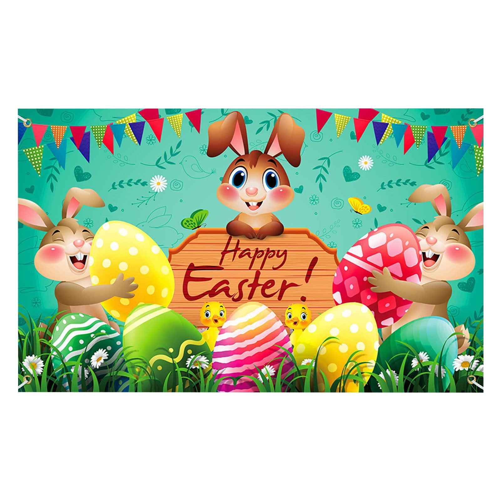 Eoozwa Easter Egg Bunny Photo Backdrop Vinyl Party Prop for Indoor ...