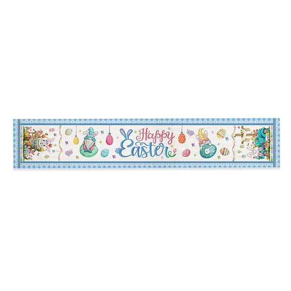 Eoozwa Easter Table Runner Easter Bunny Eggs Table Runner Buffalo Plaid ...