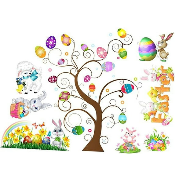Eoozwa Easter Window Stickers 9 Piece Set Removable for Shop Door Glass ...