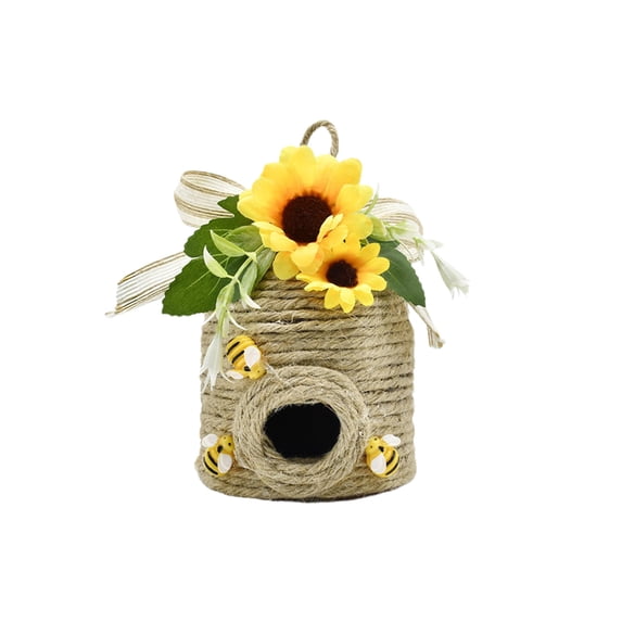 Eoozwa Easter Woven Rope Tree Ornament Sunflower Round Honeycomb Yellow ...