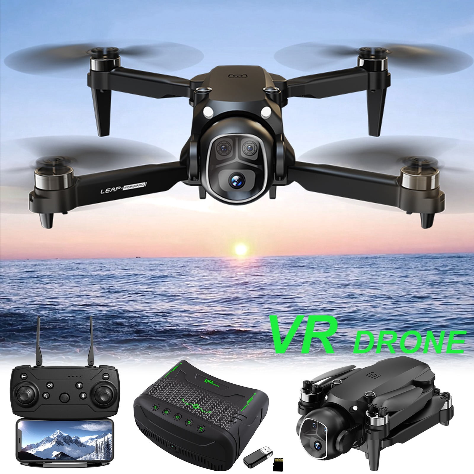 Eoozwa FPV Brushless Drone with VR Glasses - 2.4G RC Quadcopter with ...