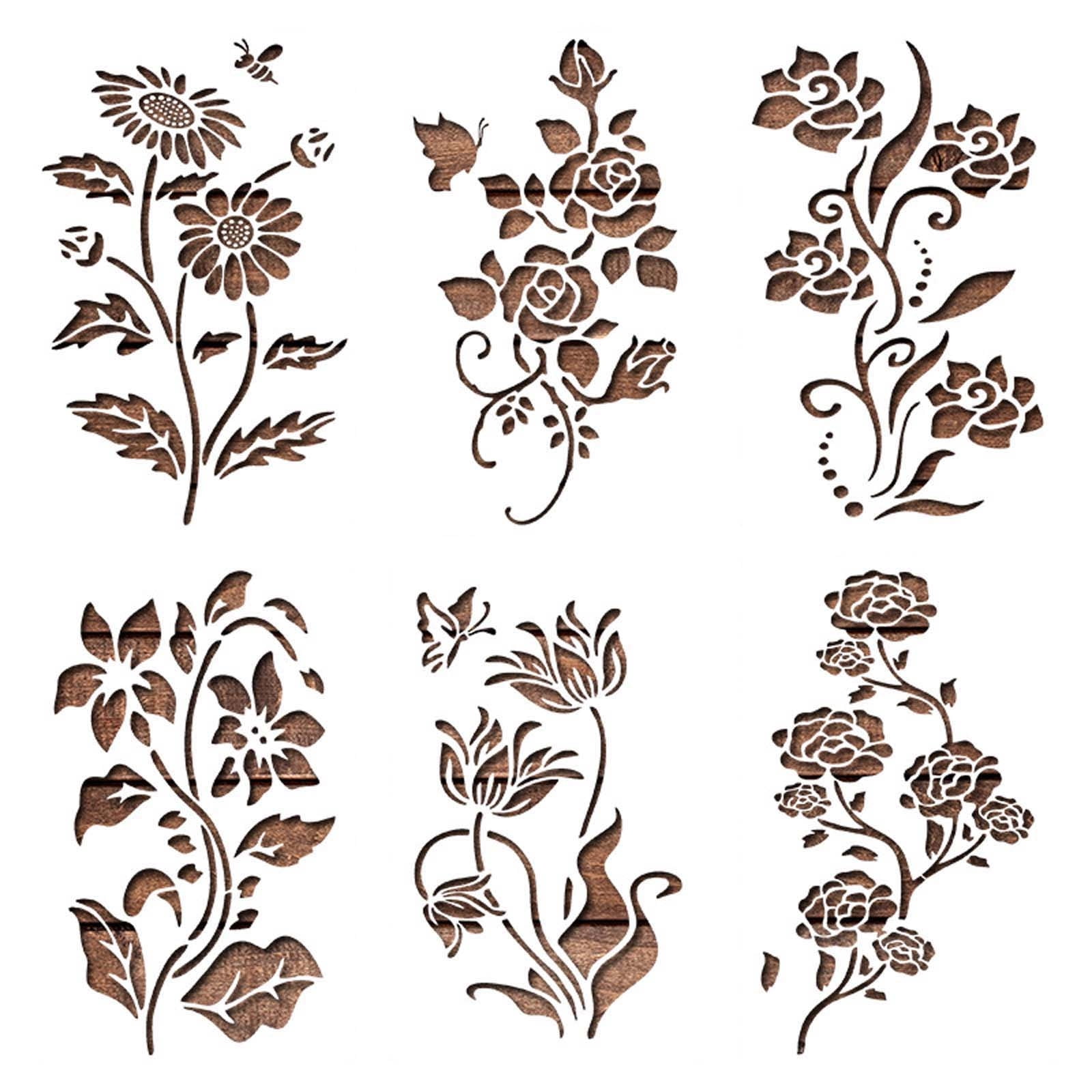 Eoozwa Garden Fence Large Flower Stencils-DIY Decoration 2024 Reusable Floral Stencil For ...