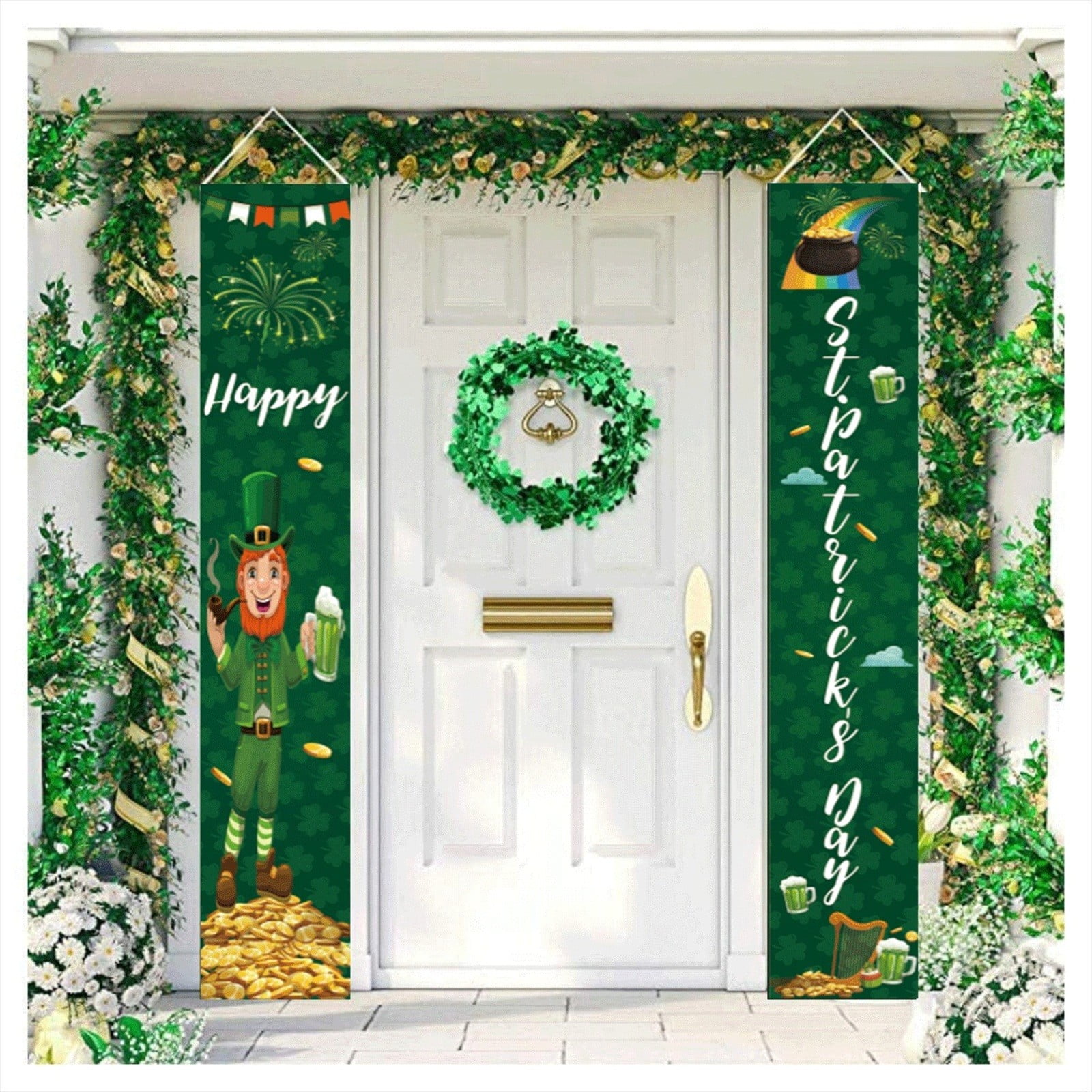 Eoozwa Saint Patricks Day Banner Welcome Home Door Hanging Decor Irish ...