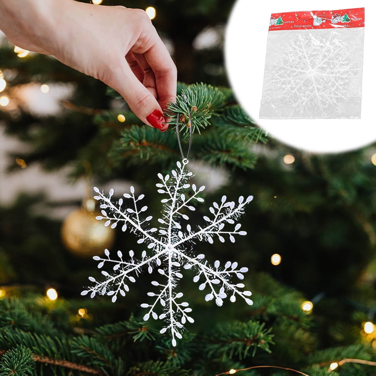 Eoozwa Snowflakes Christmas Tree Decorations - Silver Snowflake ...