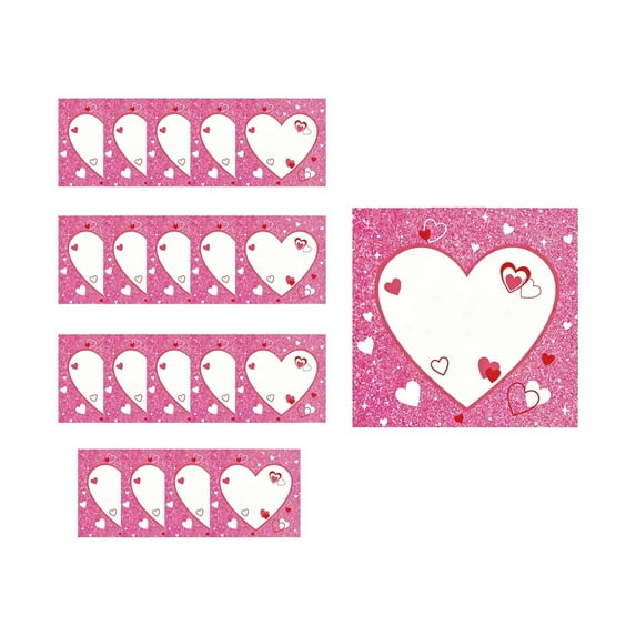 Eoozwa Valentine Disposable Tableware Set Glitter Heart Paper Plates ...