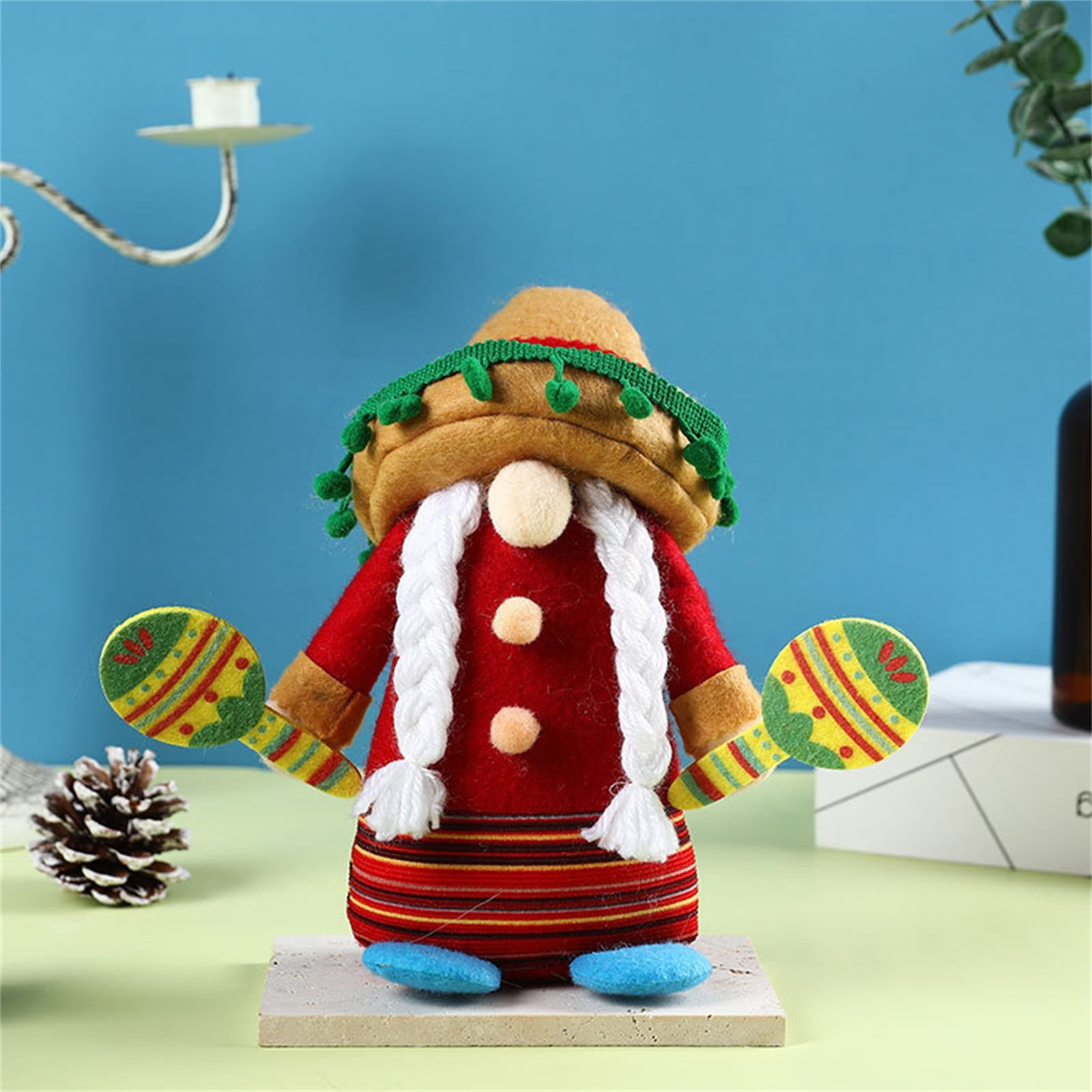 Eoozwa Wide Brim Hat Dwarf Doll Ornament Rudolph Gnome Figurine ...