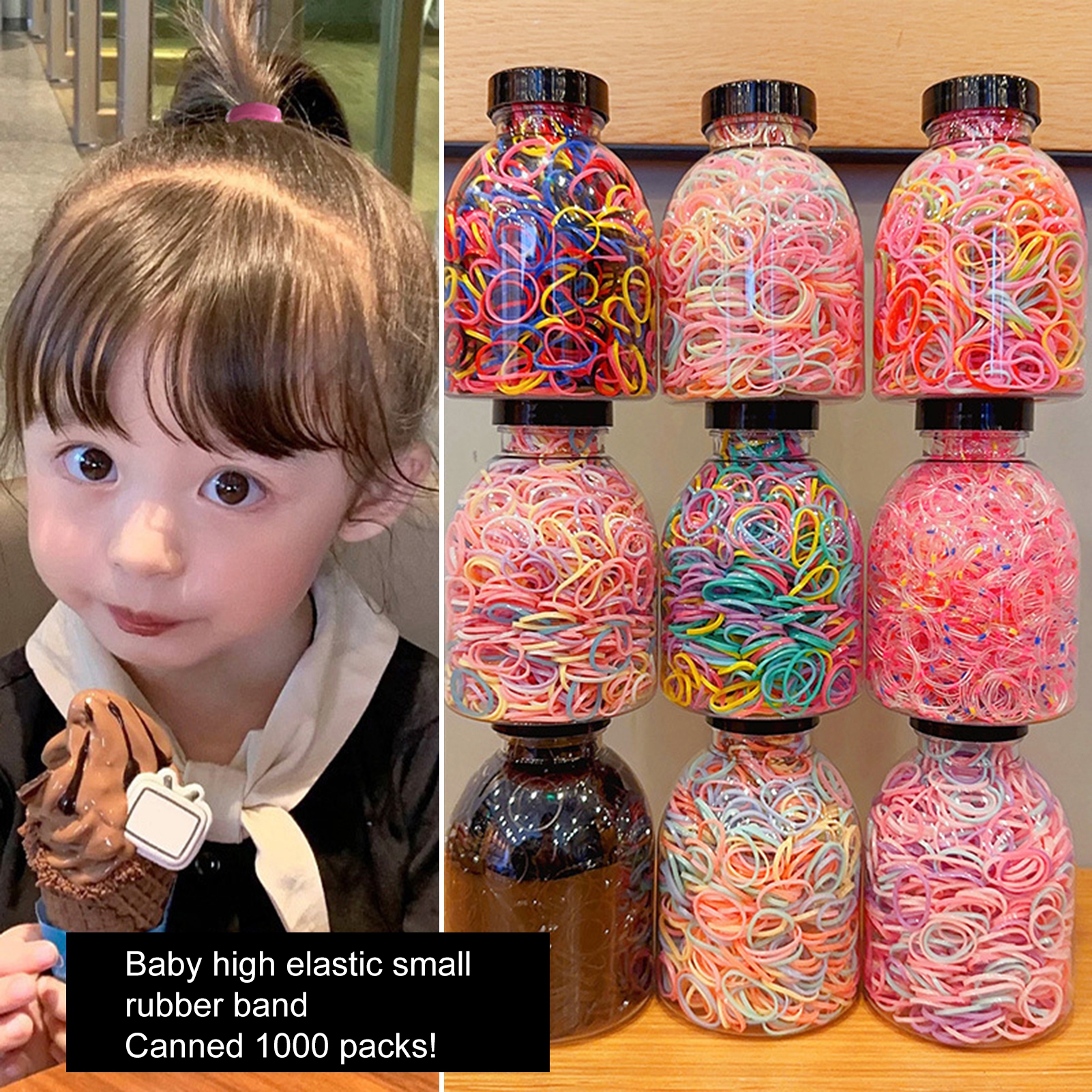 Eoperou 1 Box Girls Colourful Disposable Rubber Band Elastic Hair Bands ...