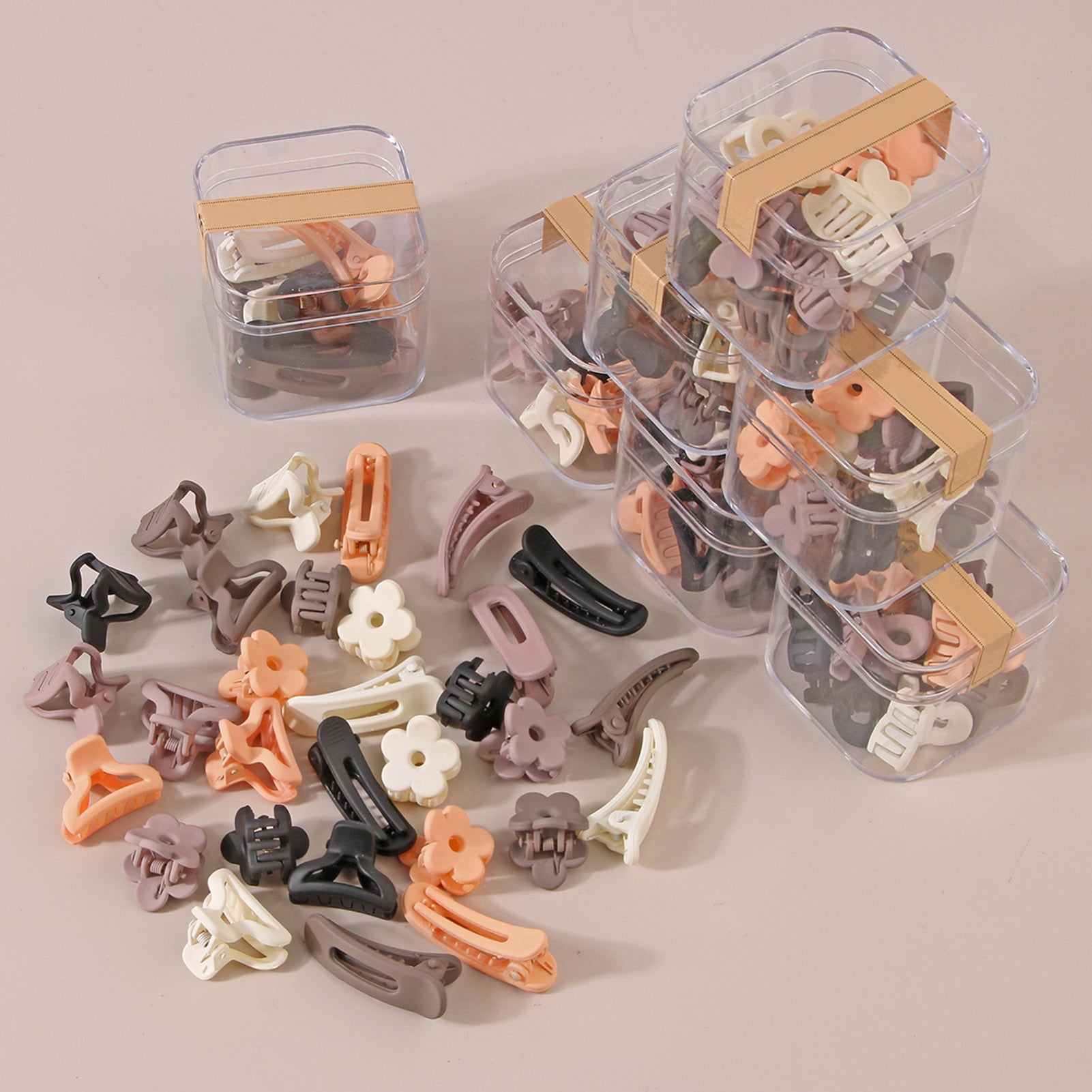 Eoperou 10Pcs/Set Women Hair Clip Boxed Solid Color Butterflies Semi ...