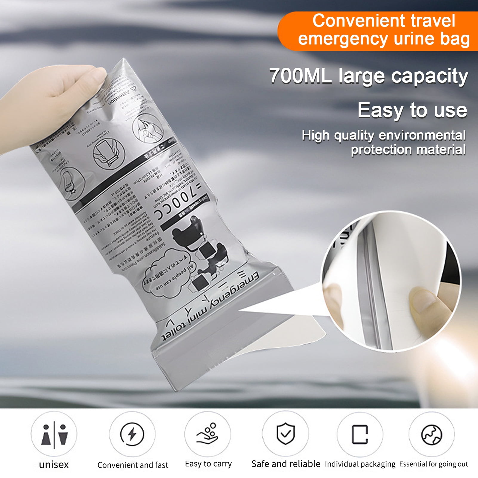 Eoperou 12Pcs 700CC Disposable Urine Bag Leakproof Portable Travel Self ...