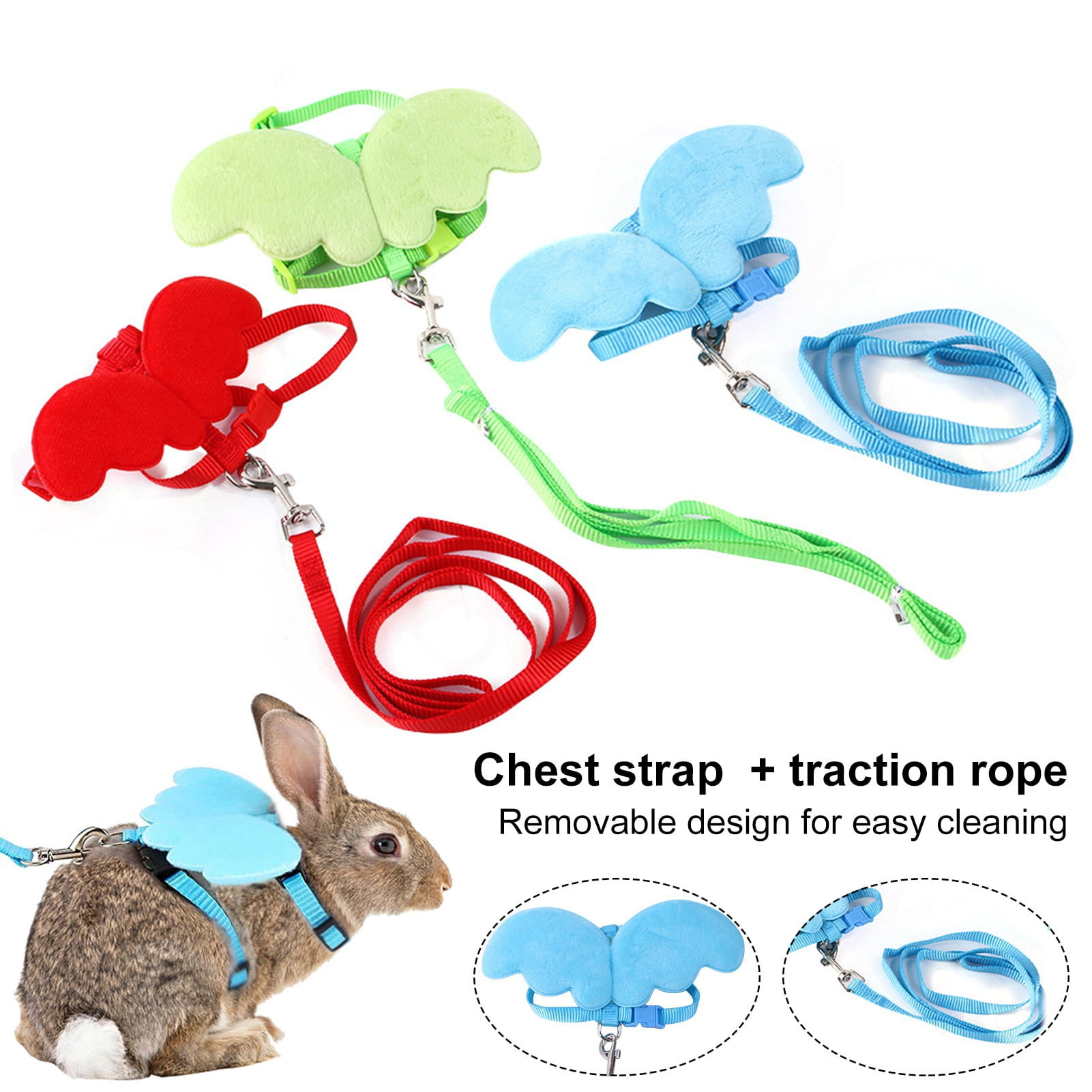 Eoperou 1Set Pet Chest Strap Angel Wings Shape Anti-escape Nylon Bunny ...
