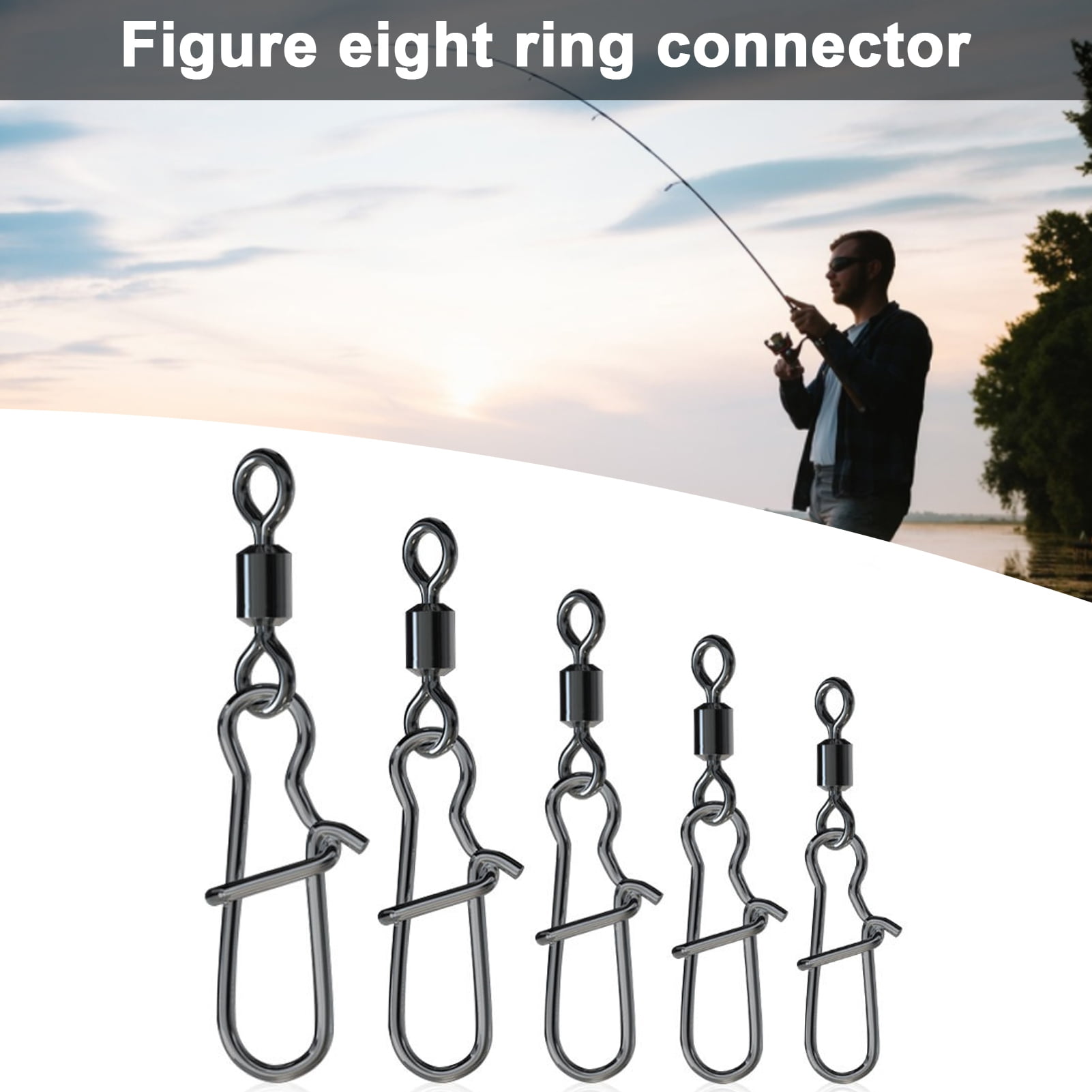 Eoperou 50/100Pcs Fishing Swivel Connector Carbon Steel Rolling Ball ...