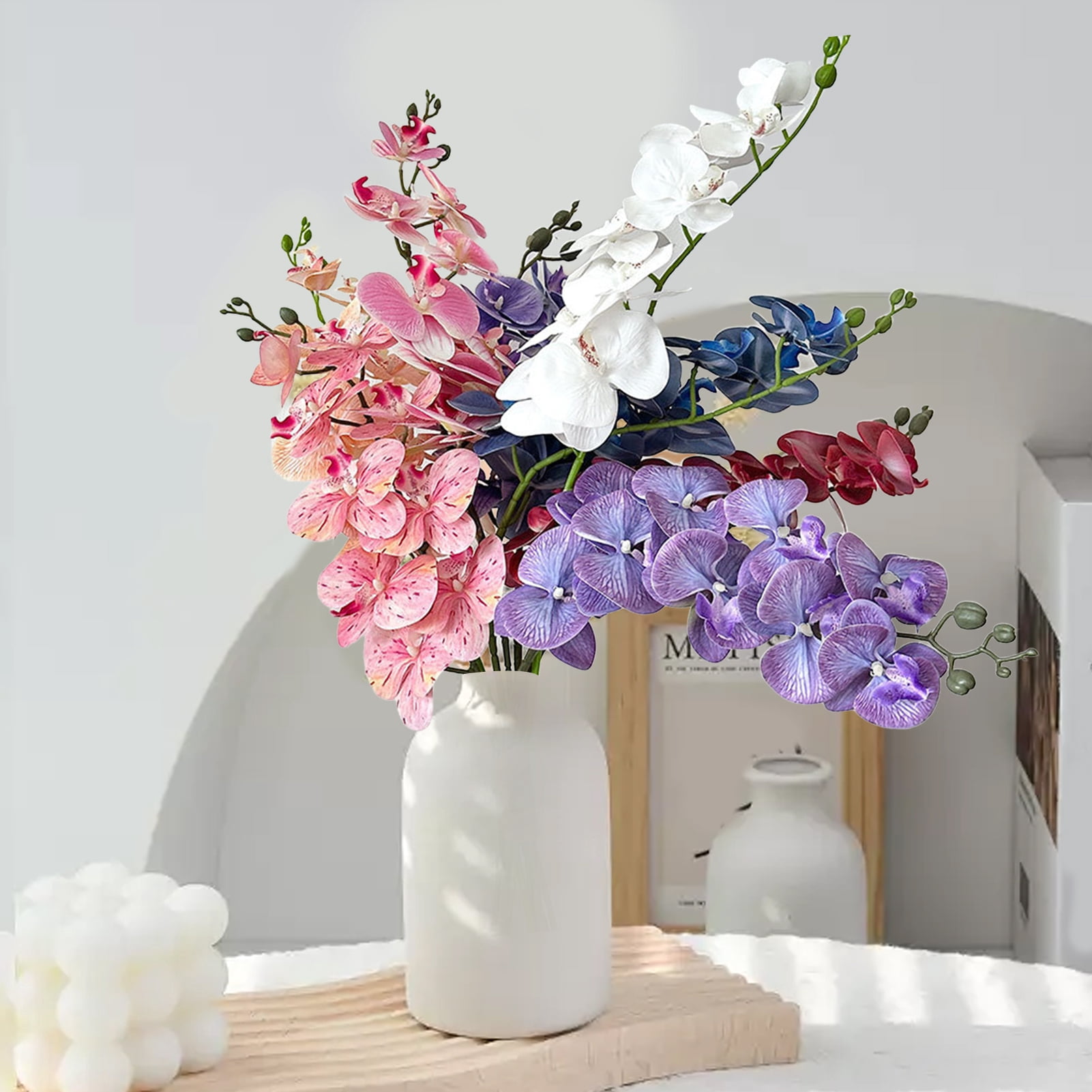 Eoperou Artificial Moth Orchids 9 Heads Realistic Fake Silk Flower ...