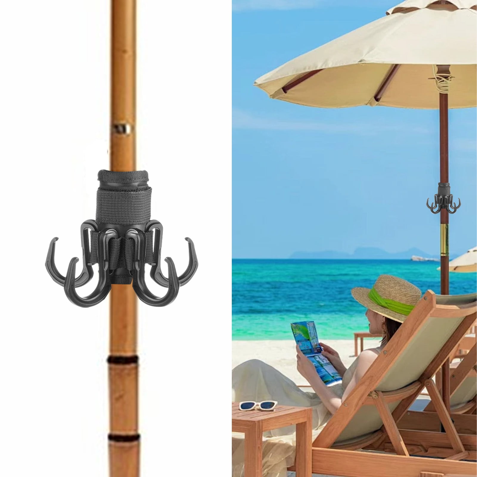 Eoperou Beach Umbrella Hook 6-Prong Hanging Patio Umbrella Hook Towels ...