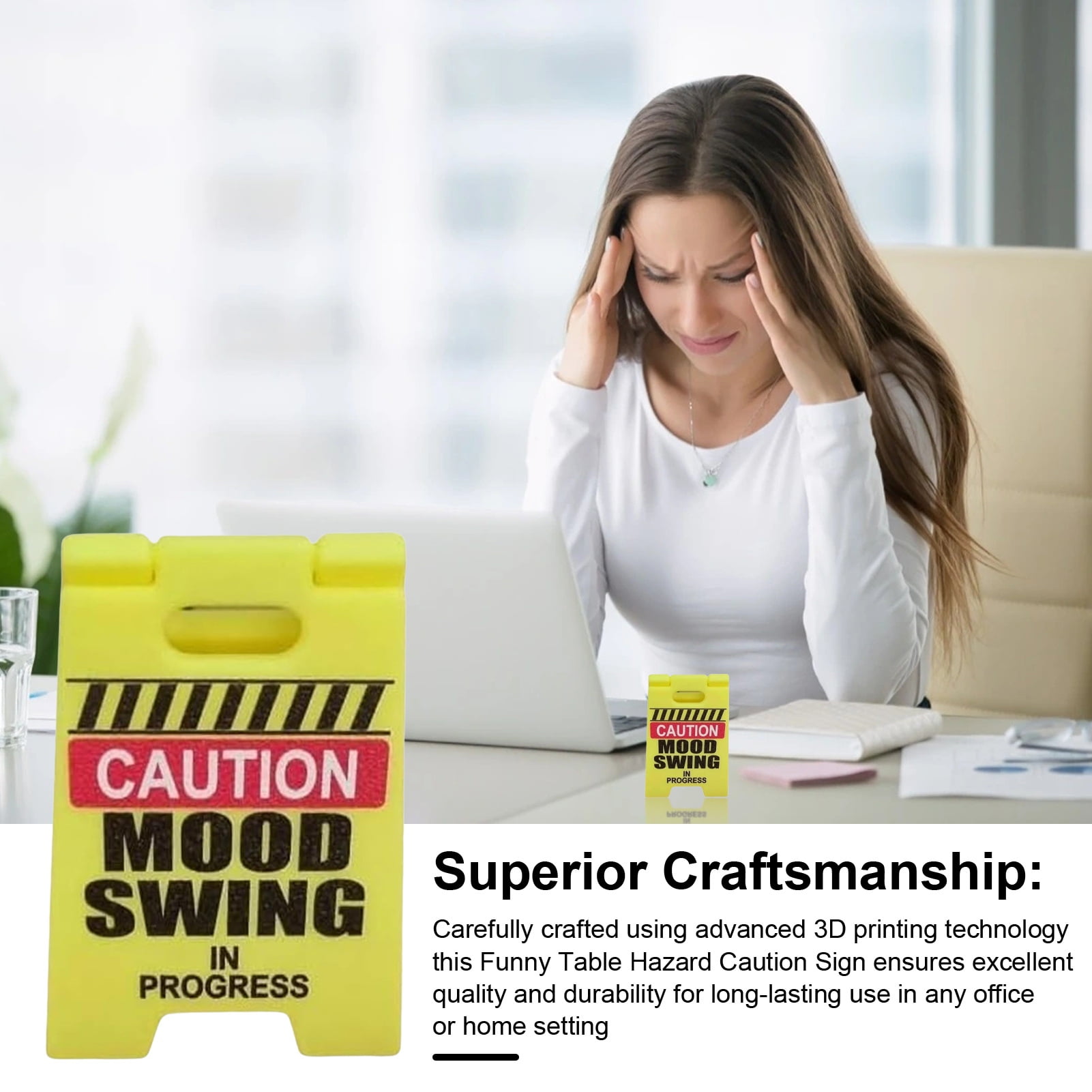 Eoperou Desk Hazard Caution Sign - 3D Printed Mini Hazard Warning Table ...