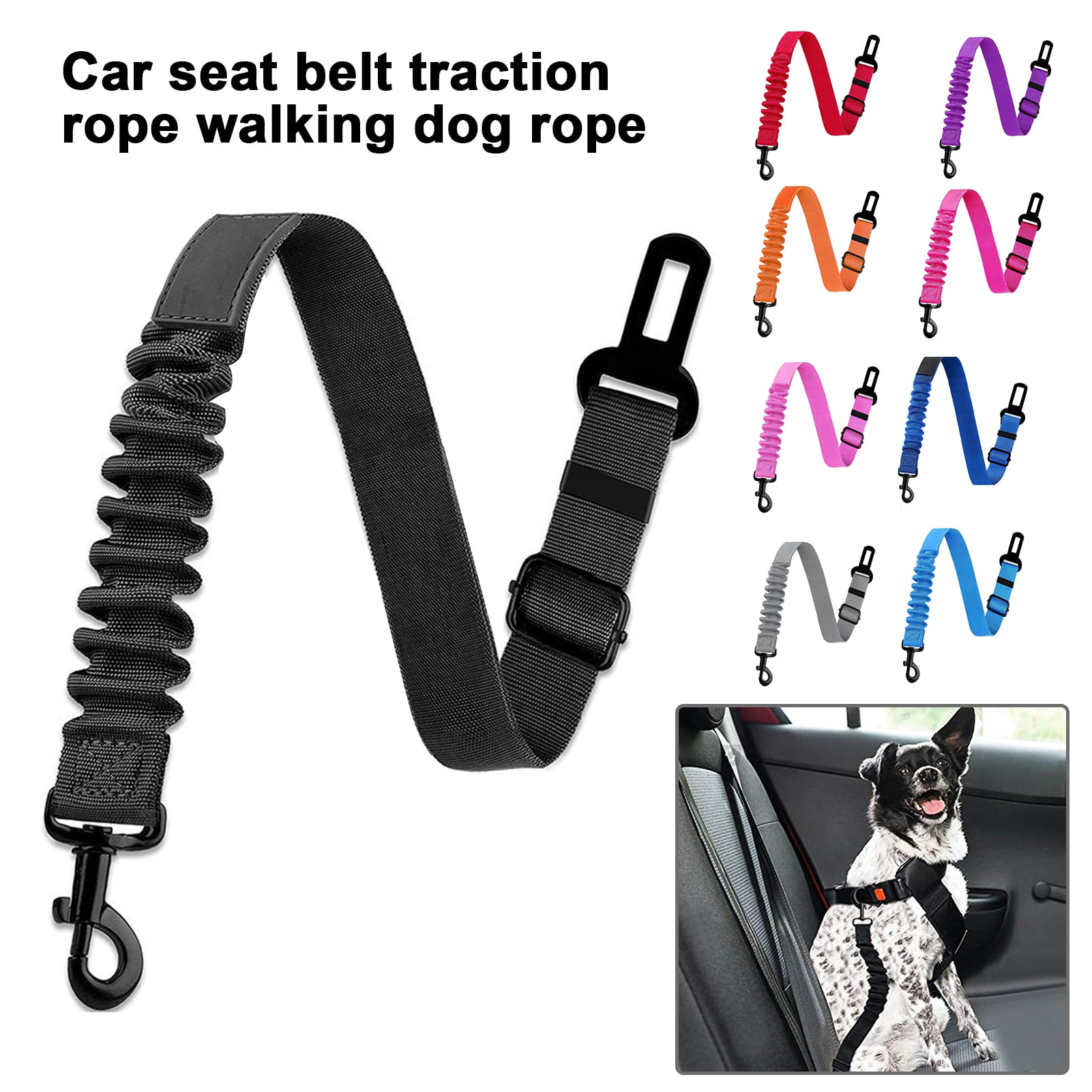 Eoperou Dog Seat Belt Adjustable Dog Car Harness - Retractable ...