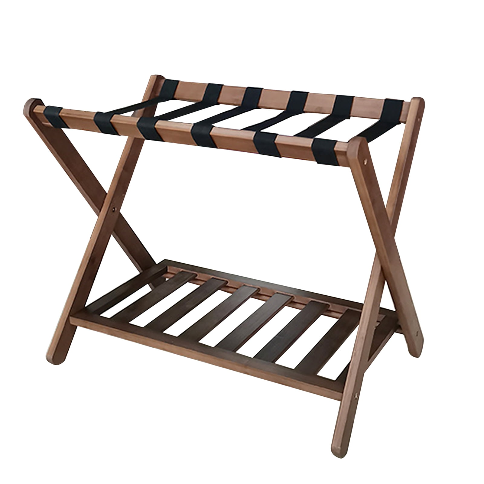 Eoperou Double Layer Luggage Rack, Heavy-Duty Bamboo Luggage Rack For ...