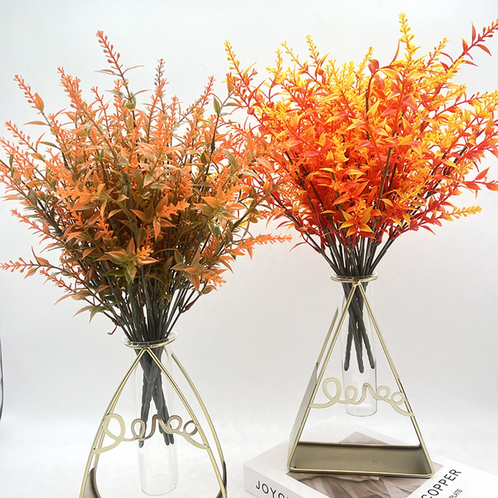 Eoperou Fall Artificial Plants - 5Pcs/Set 7 Forks Realistic Fake ...