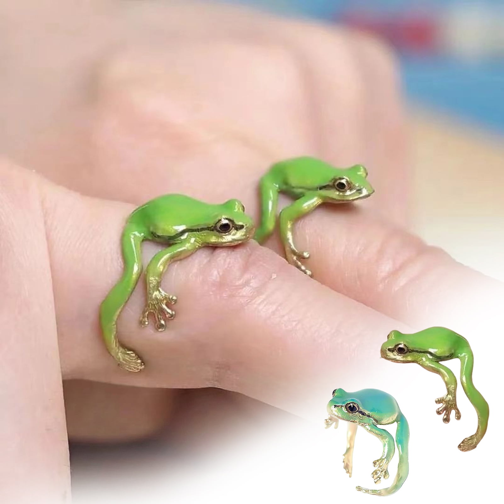 Eoperou Frog Ring Cute Colorful Adjustable Tree Frog Rings Handmade Fun ...