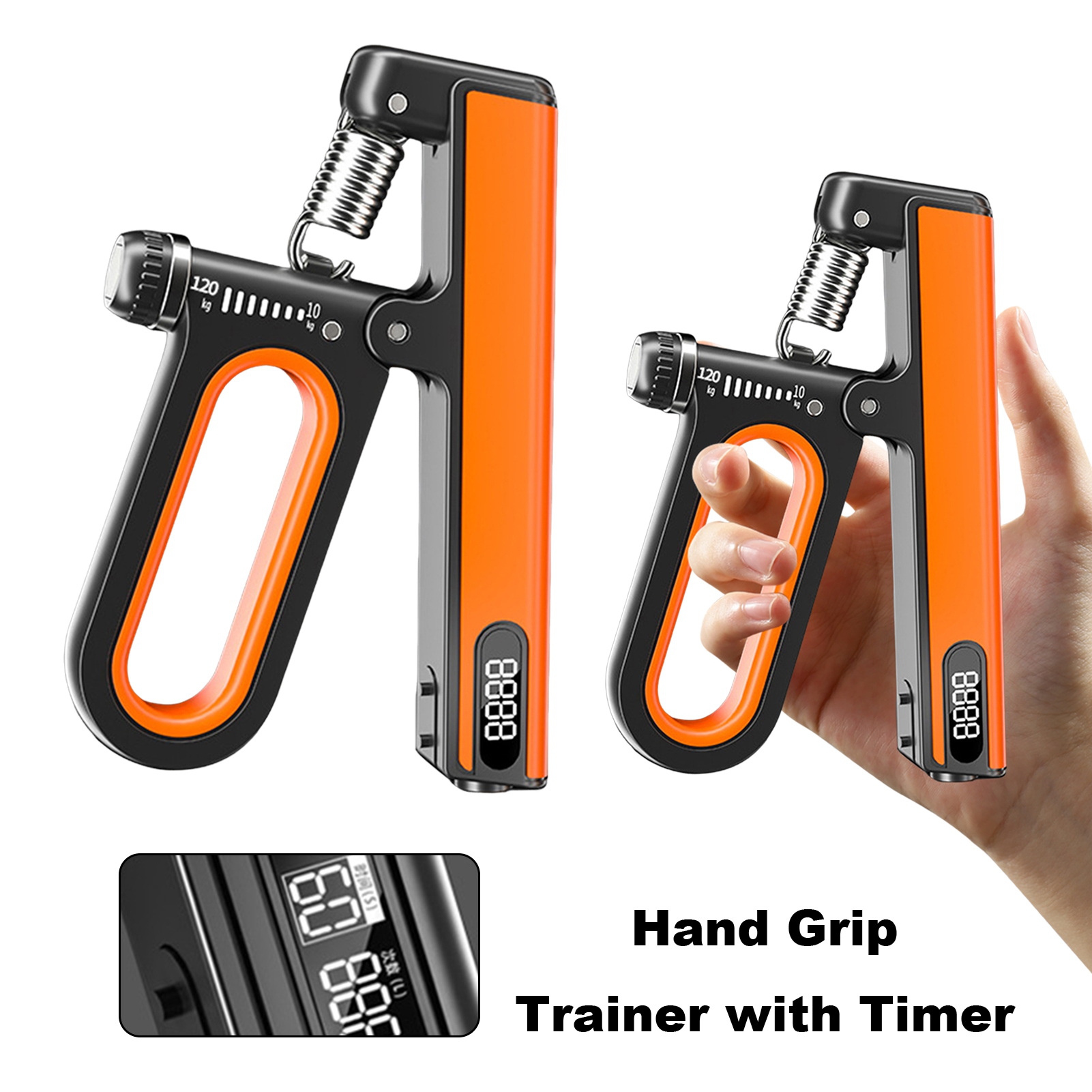 Eoperou Grip Strength Trainer with Timer Counter 10-120KG Adjustable ...