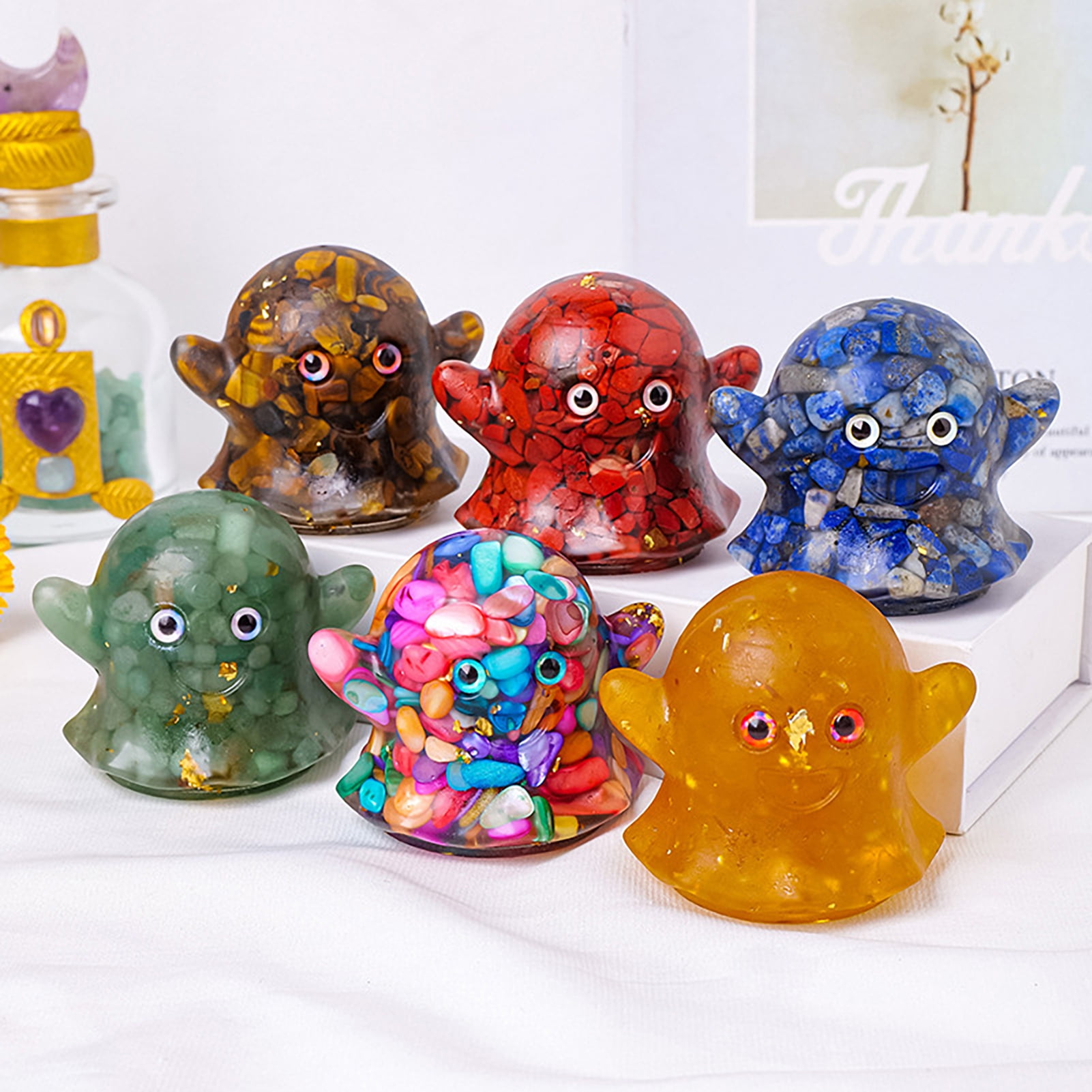 Eoperou Halloween Natural Stone Ghost Figurine - Positive Healing ...