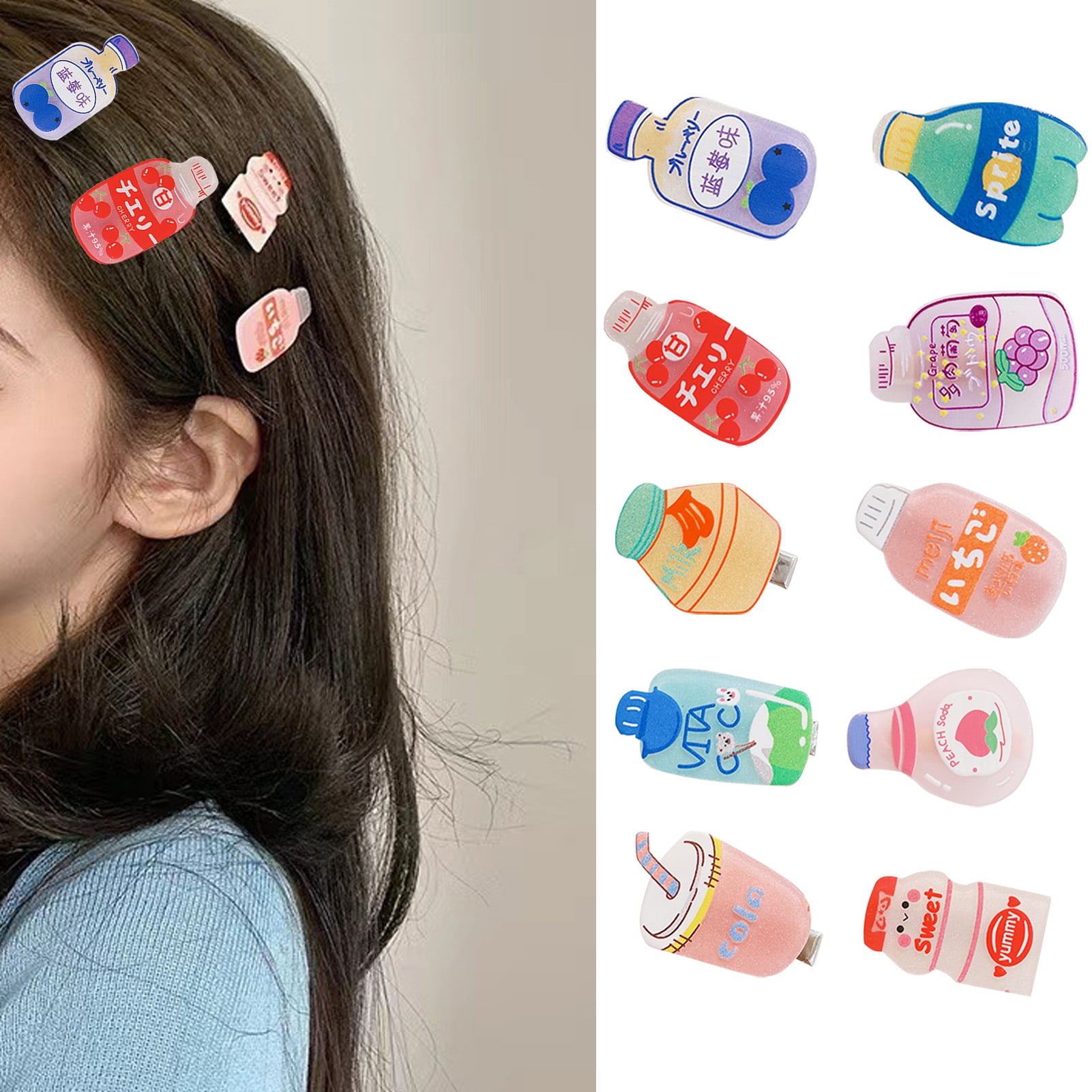 Eoperou Kids Hairpin Cartoon Beverage Shape Sweet Color Children Hair ...
