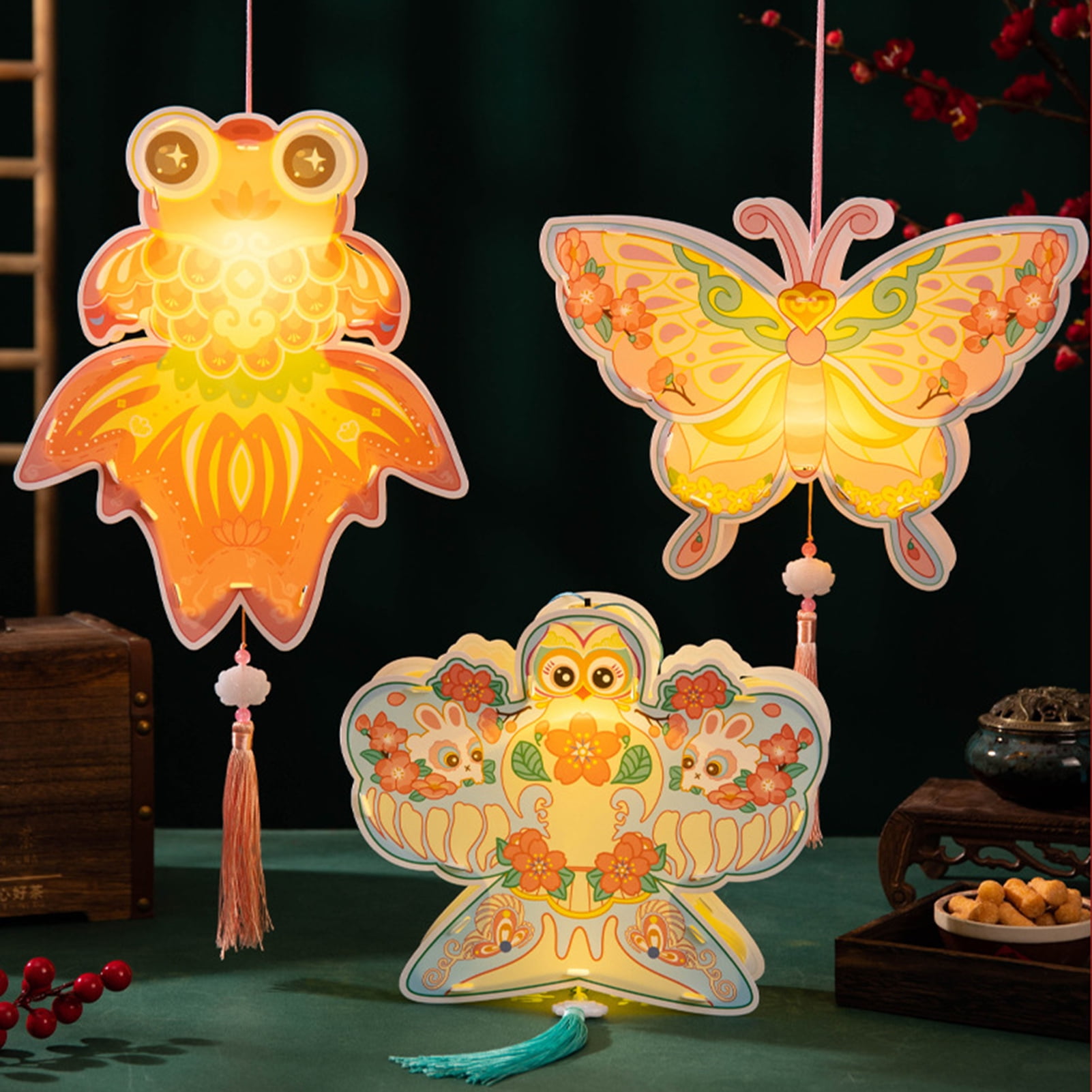 Eoperou LED Light DIY Lantern Kit: Cicada Kite Butterfly Goldfish ...